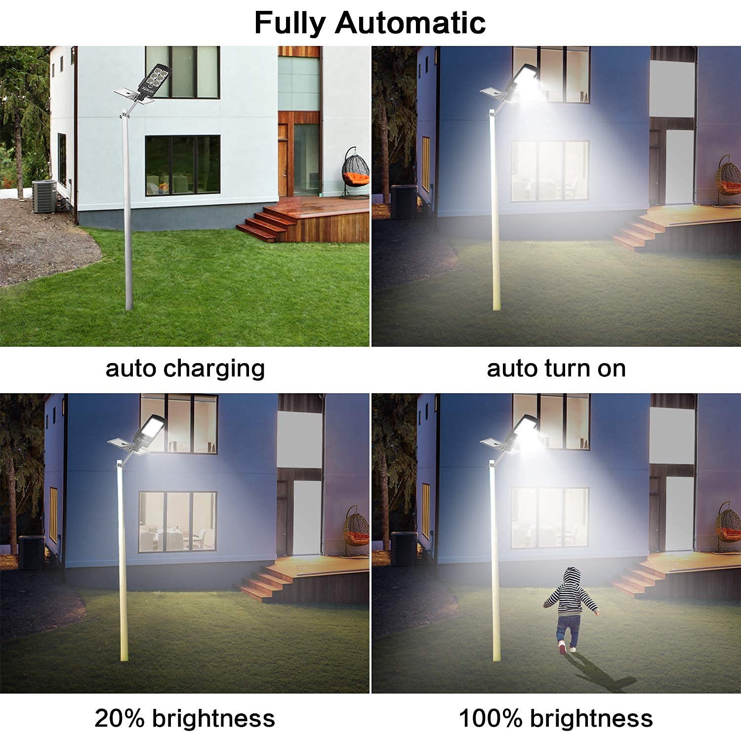 TENKOO 300W Solar Flood Street Light Outdoor, Motion Sensor Dusk to Dawn IP66 Waterproof Commercial Led Security Lights for Parking Lot Stadium Garden Pathway Garage (Bright White)