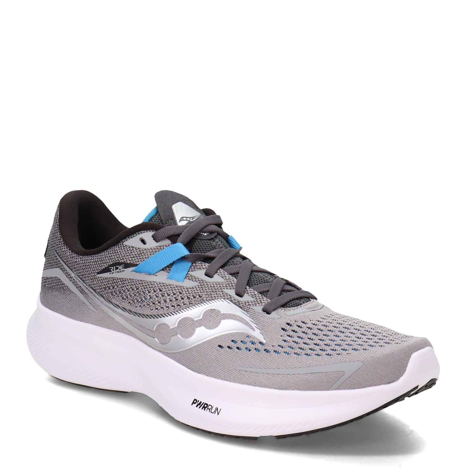 Saucony Men's Ride 15 Running Shoe, Alloy/Topaz, 11.5