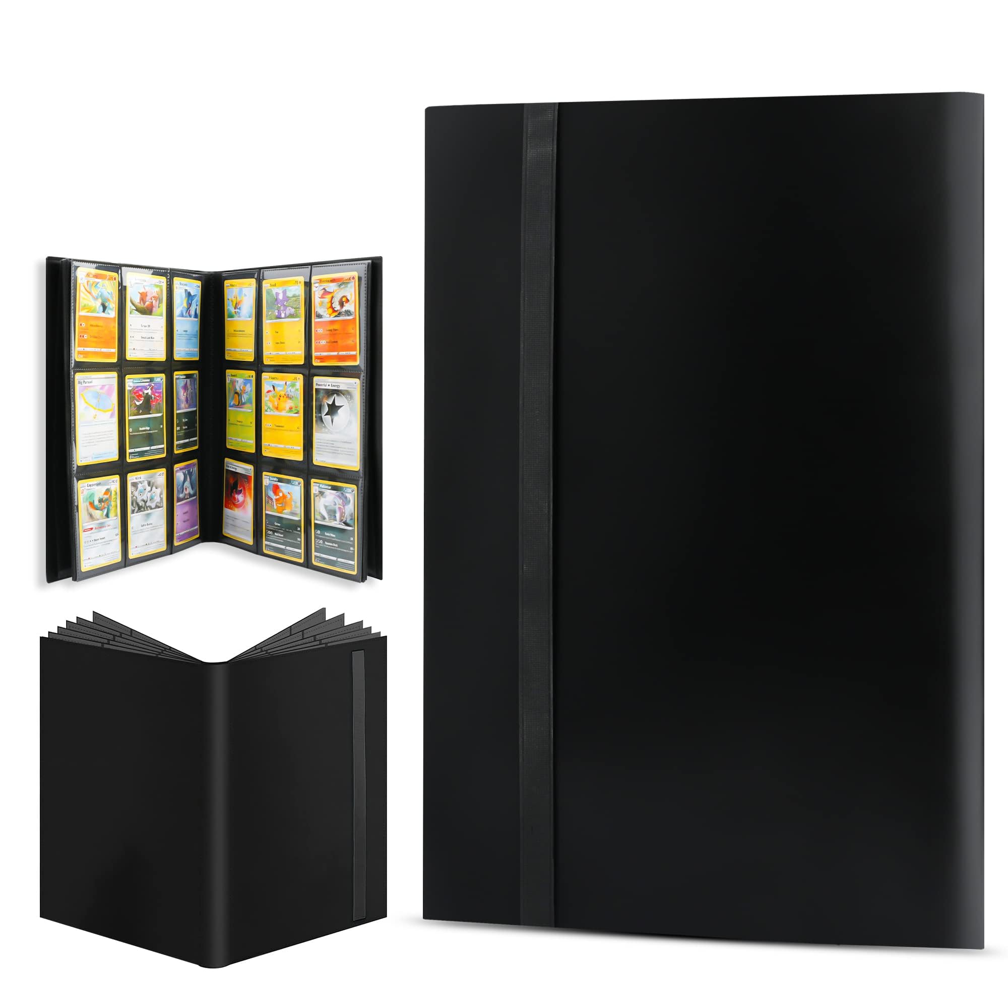 RHOTALL Card Binder for Trading Card Collection Binder, 9 Pockets Black Card Album Holder, High Qulity Card Folder for Football, Baseball, Game, Photocard - Side Loding Card Binder