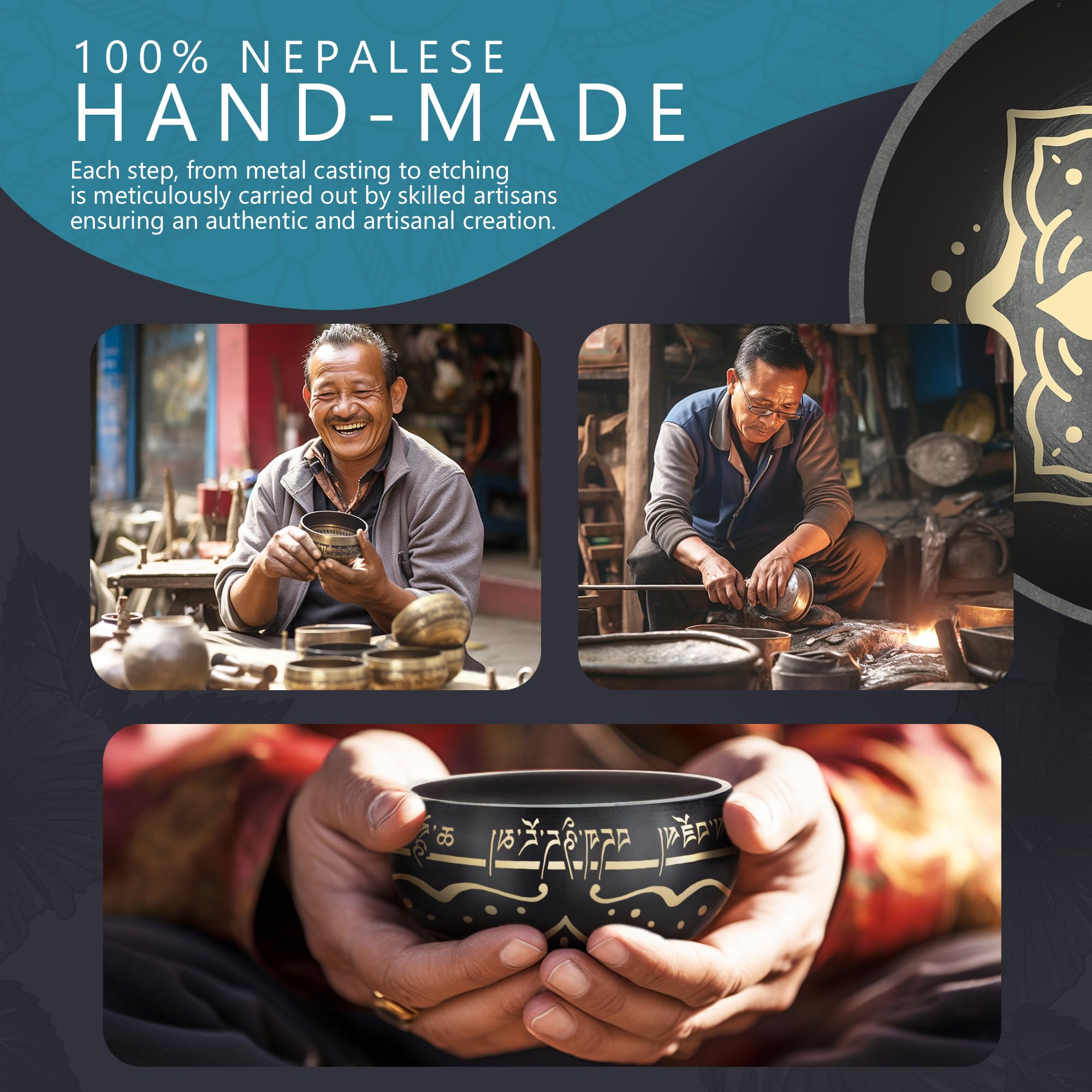Tibetan Singing Bowl Set β Authentic Hand-Tuned Sound Bowl for Meditation β Complete Meditation Bowl Kit with Cushion, Mallet, Box & Guide β Perfect Tibetan Bell for Yoga, Relaxation, & Sound Healing