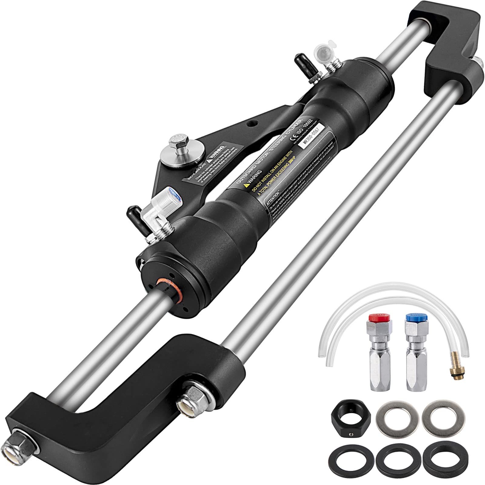 VEVOR Hydraulic Steering for Boats 300HP, Outboard Hydraulic Steering Cylinder HC5358-3 & HC5345-3, Front Mount Without Helm Pump or Steering Hose