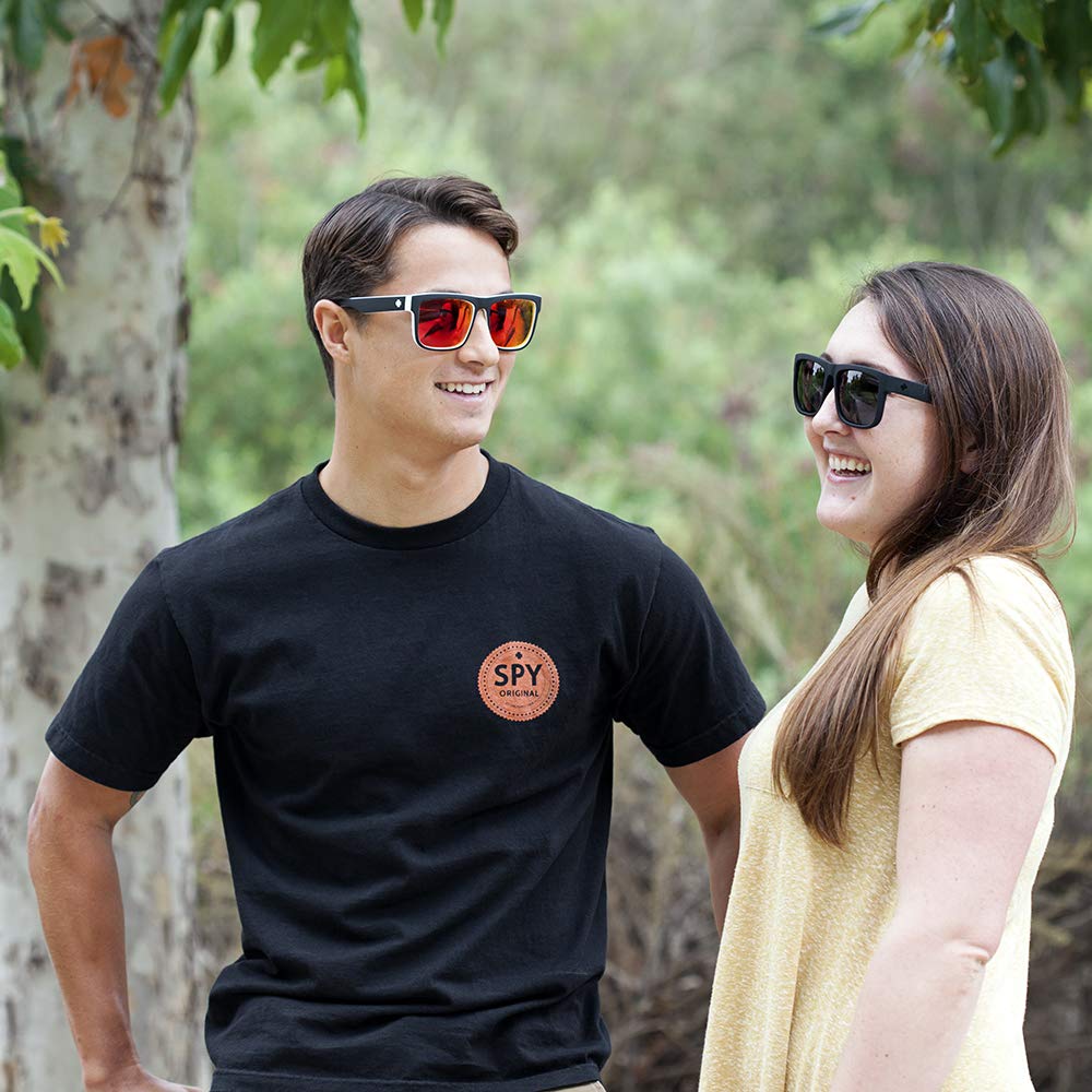 Spy Optic Discord Polarized Square Sunglasses, Matte Black/Happy Bronze Polar & Green Spectra, 57 mm
