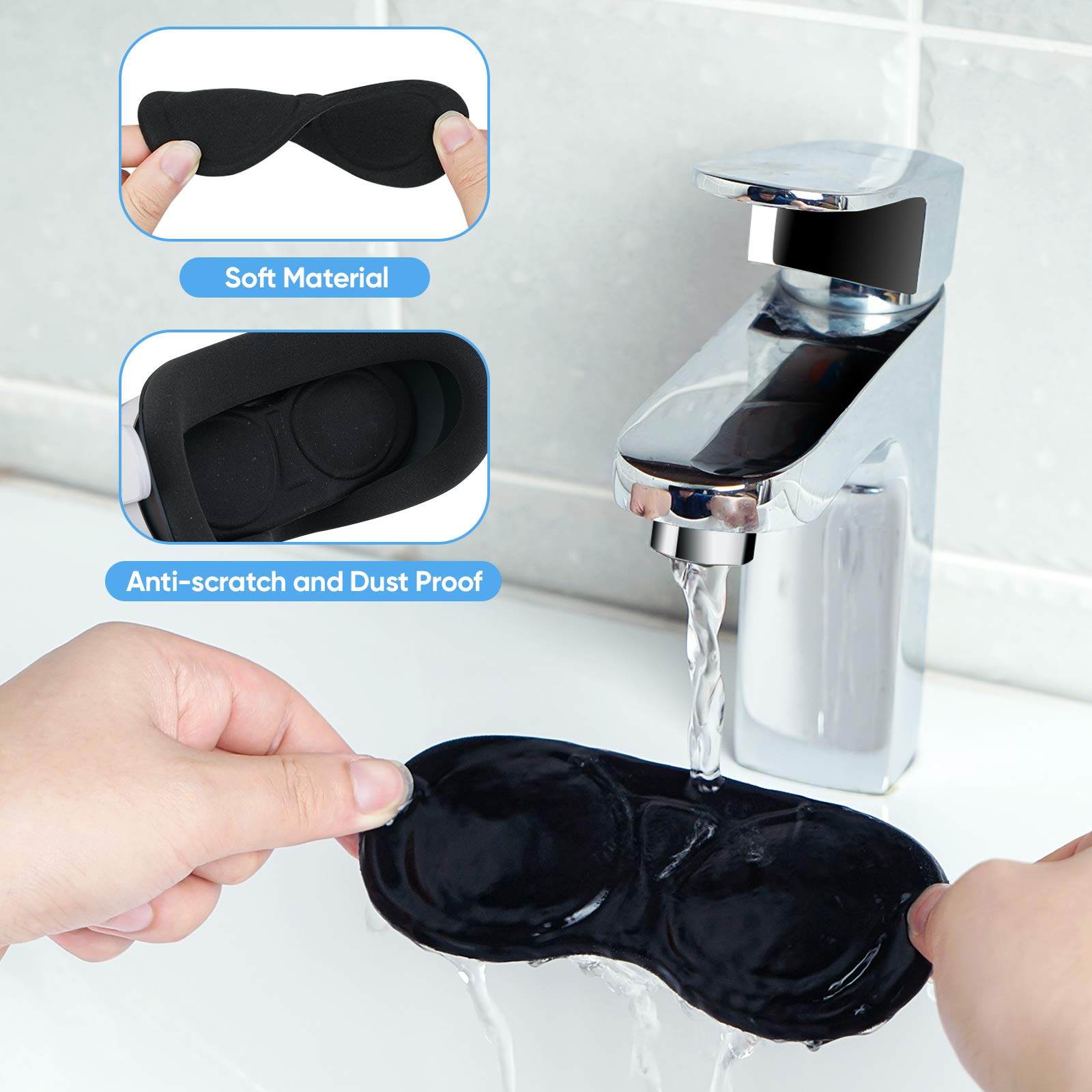 VR Silicone Face Cover, Face Mask for Oculus Quest 2 Headset Accessories, Keep Original Stock Facial Interface Clean, Dry, Soft & Lightproof, Bundled with Lens Protection Cover