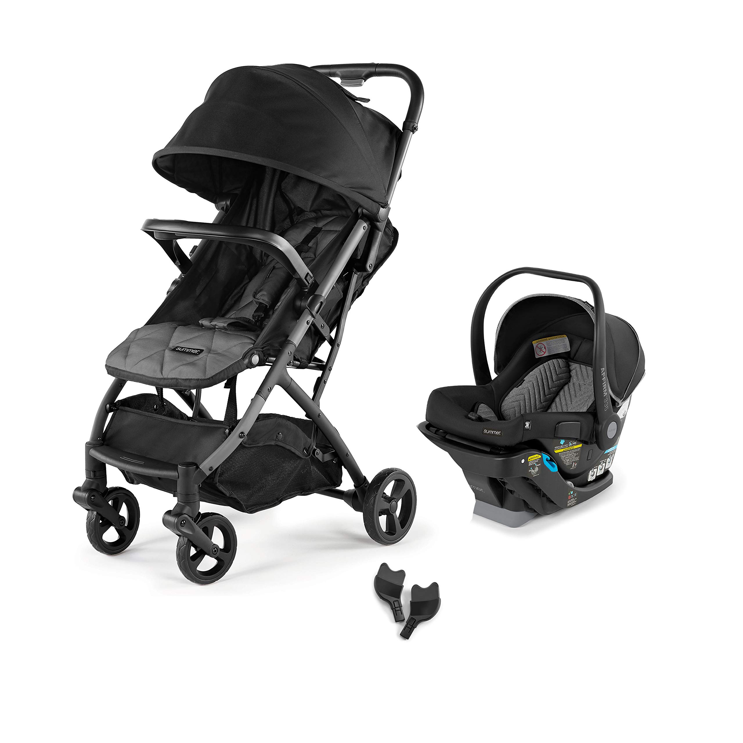 Summer 3Dpac CS Compact Fold Stroller with The Affirm 335 Rear-Facing Infant Car Seat (Onyx Black) and Affirm 335 Infant Car Seat Adapters