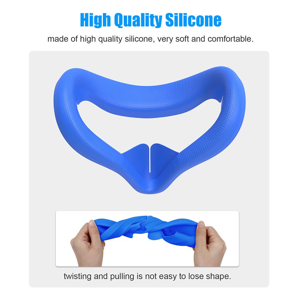 VR Silicone Ma-sk Oculus Quest 2 Face Cover, Gaming Accessories for Oculus Quest 2 Face Cushion Facial Pad Face Sweatproof Washable, Standard Eye Pad, Light Blocking