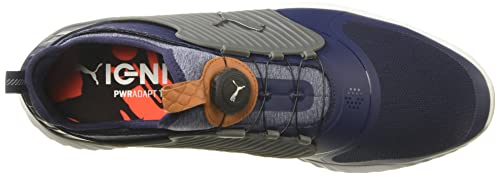 PUMA mens Ignite Pwradapt Caged Disc Golf Shoe, Peacoat-puma Silver-quiet Shade, 10.5 US