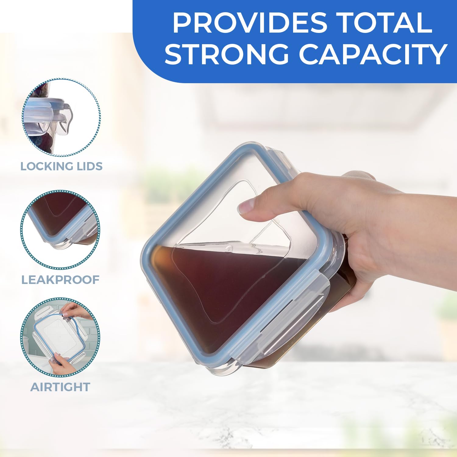 Shazo 36 pc Food Storage Containers with Lid, Plastic Food Containers for Kitchen Organization Airtight Leak Proof Meal Prep Easy Snap Lock Lunch Box - BPA Free Food Prep Storage Container