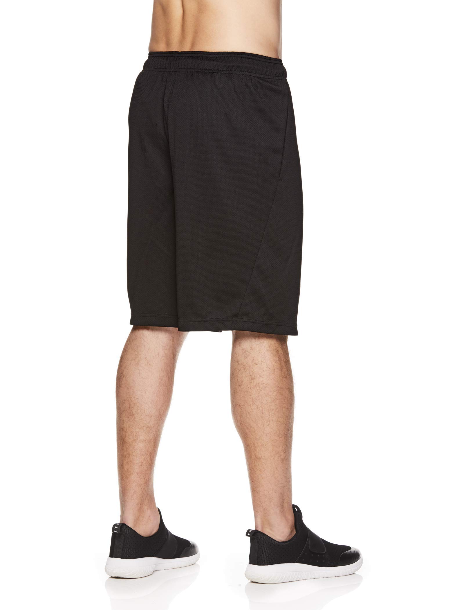 Reebok Men's Mesh Basketball Gym & Running Shorts w/Elastic Drawstring Waistband & Pockets - Open Shot Black, Large