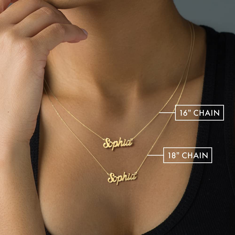 TSD 10K Yellow Gold Personalized Name Necklace with a 16" Chain in Flourish Font by JEWLR*