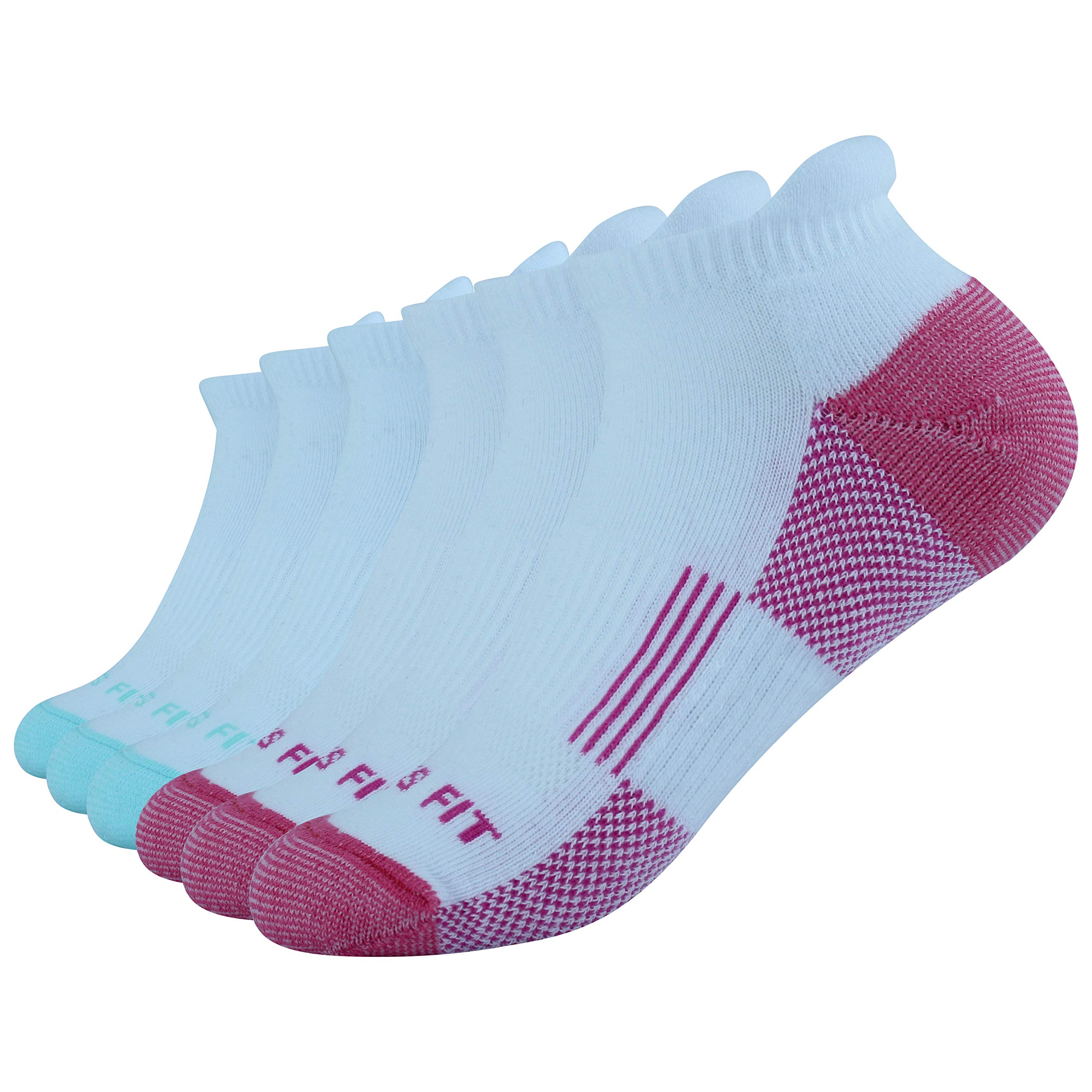 rifix Womens Ankle Running Socks,Cotton Low Cut Athletic Socks,No Show Sports Socks(4P White/Red)