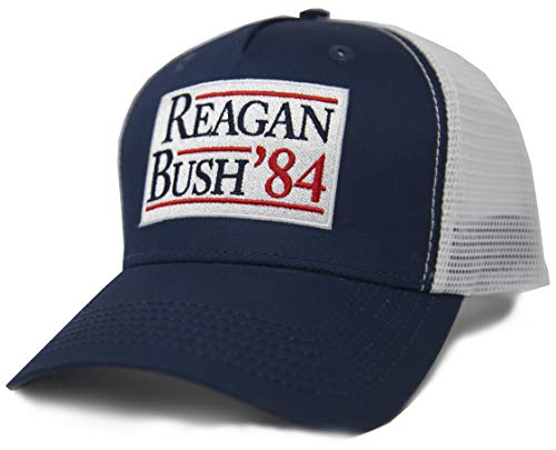 Urban Ridge Reagan Bush β84 Adult Trucker Hat Snapback, Navy Blue with Embroidered Patch