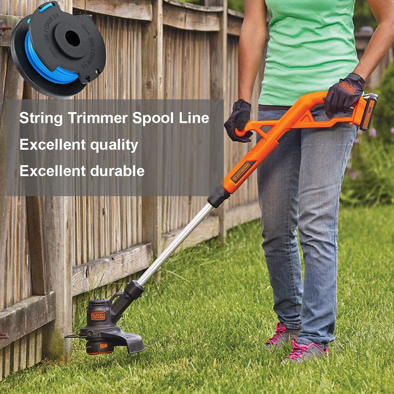 TIOIT COEME String Trimmer Spool Line for Ryobi One+ AC14RL3A, 0.065" Autofeed Replacement Refill Spools for Ryobi 18V, 24V, and 40V Cordless Trimmers Weed Eater String (9 - Edger Spool,1 Cap)