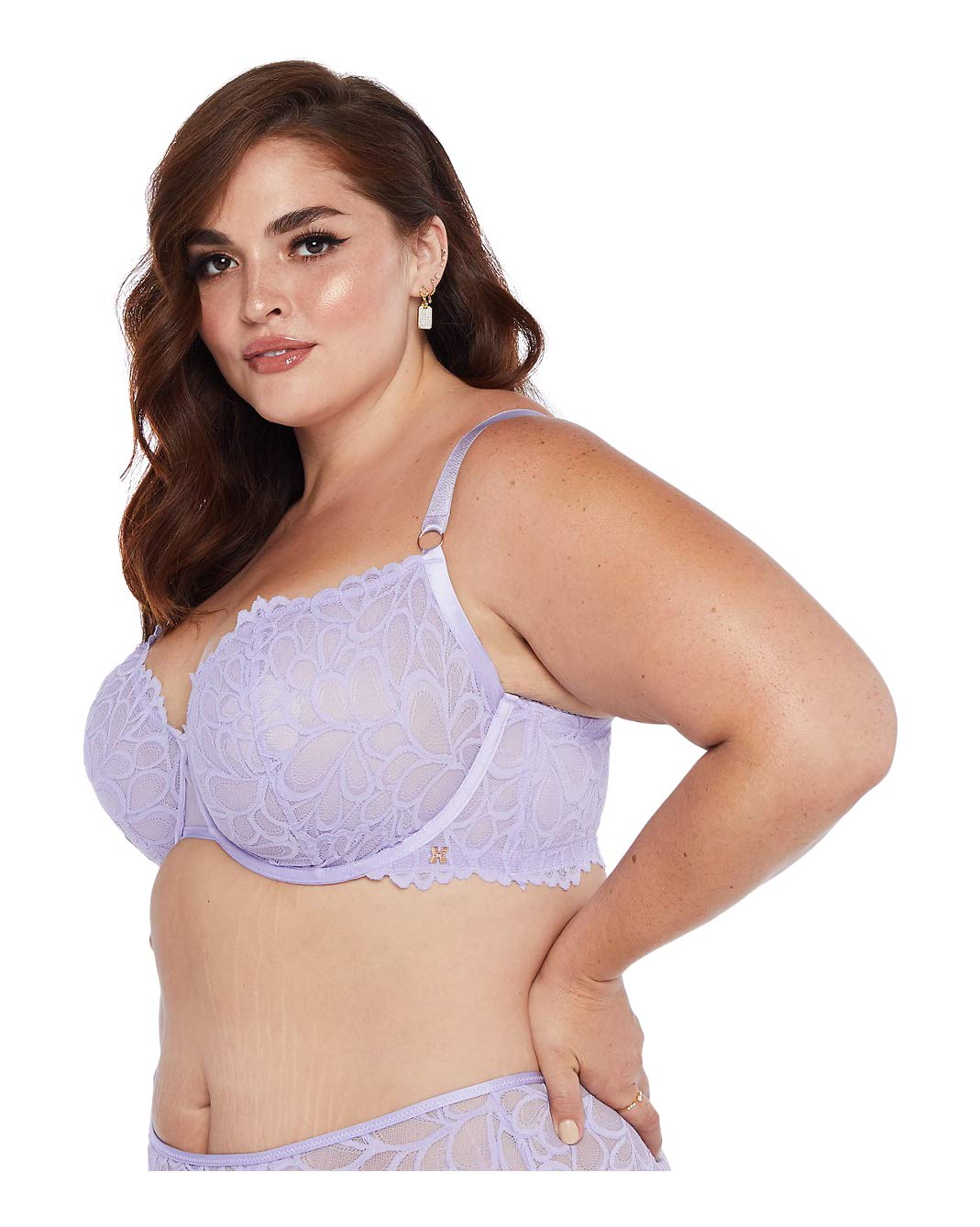 Savage X Fenty, Women's, Savage Not Sorry Unlined Lace Balconette Bra, Lavender, 32DD