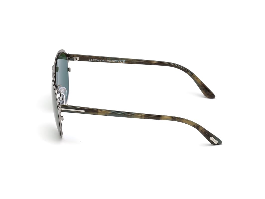 Tom Ford FT0525 Sunglasses - Shiny Light Ruthenium Frame, Green Lenses, 56 mm Lens FT05255614N