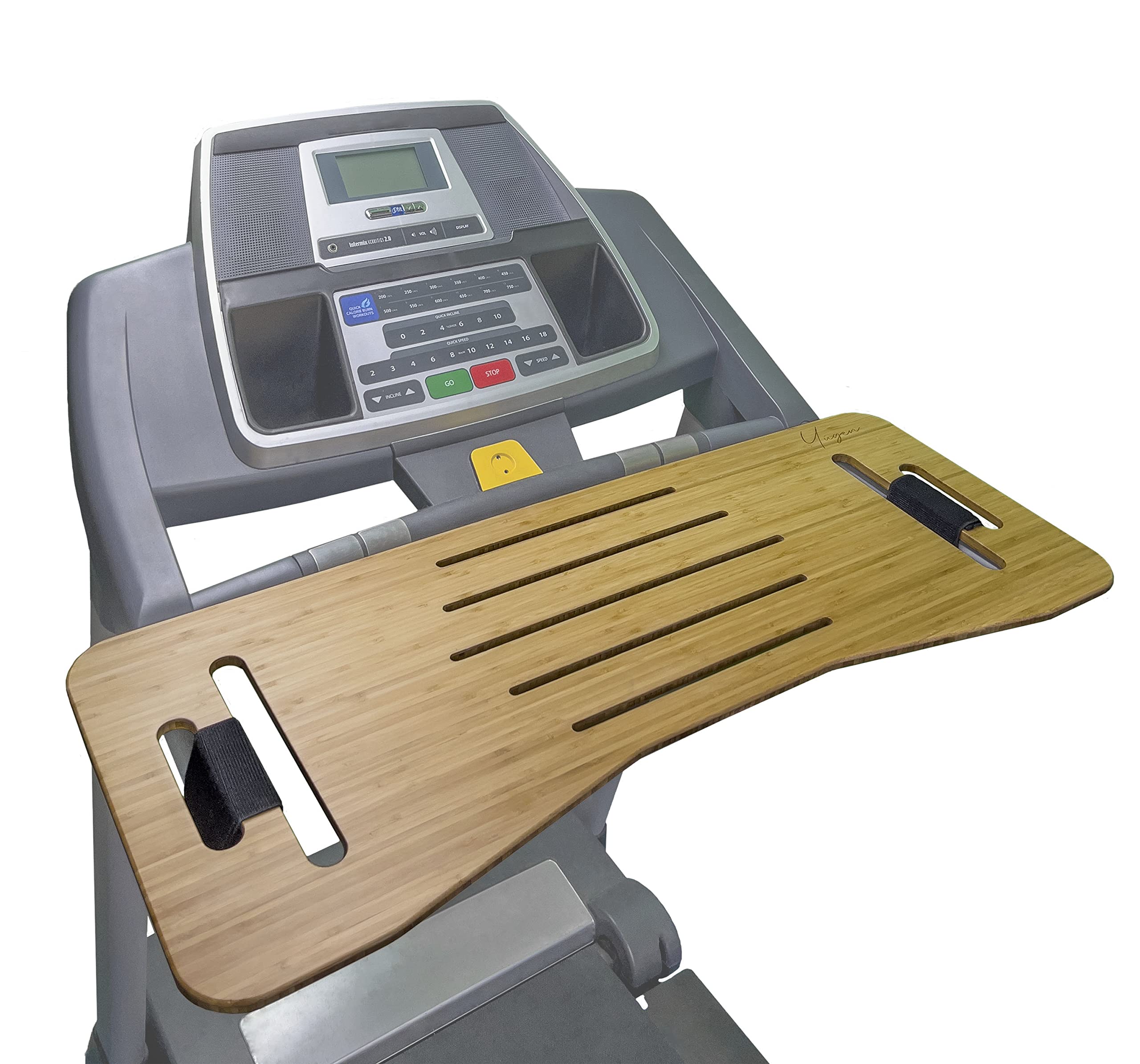 Yūgen Bamboo Treadmill Desk Attachment - Universal Fit Up to 40" Laptop Stand for Treadmill - Ergonomic Adjustable High Ventilation Treadmill Desk for Laptop, Notebook, iPad, Smart Device, Book Holder