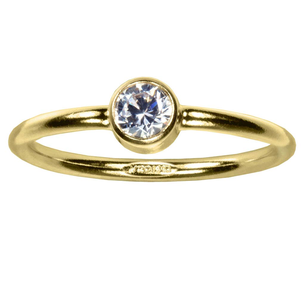 uGems 14kt Gold Filled White 4mm CZ Stacking Rings Size 8