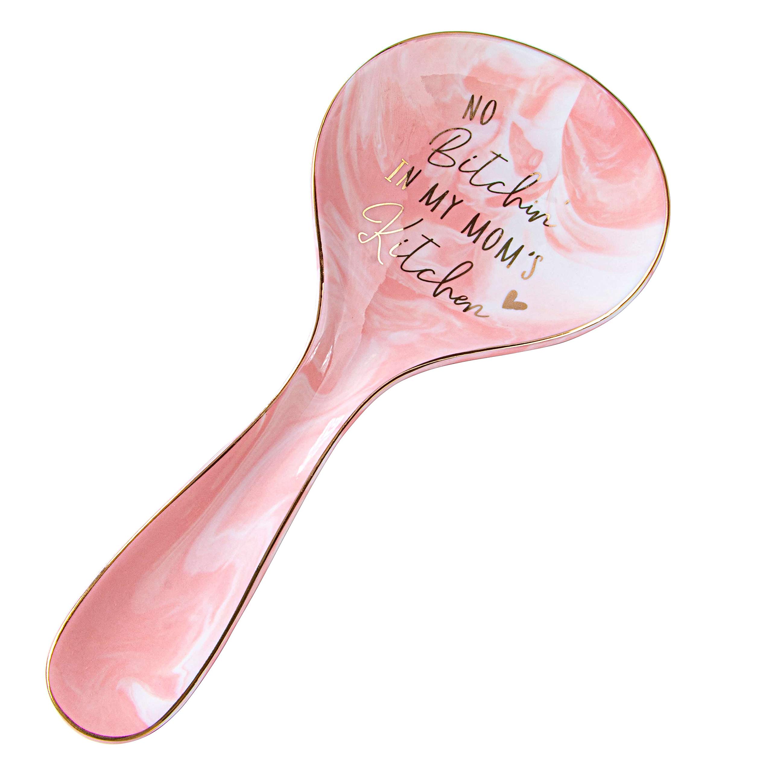 VILIGHT Christmas Gifts for Mom - Kitchen Accessories for Women - Ceramic Pink Marble Spoon Rest - Utensil Holder for Cooking and Coffee
