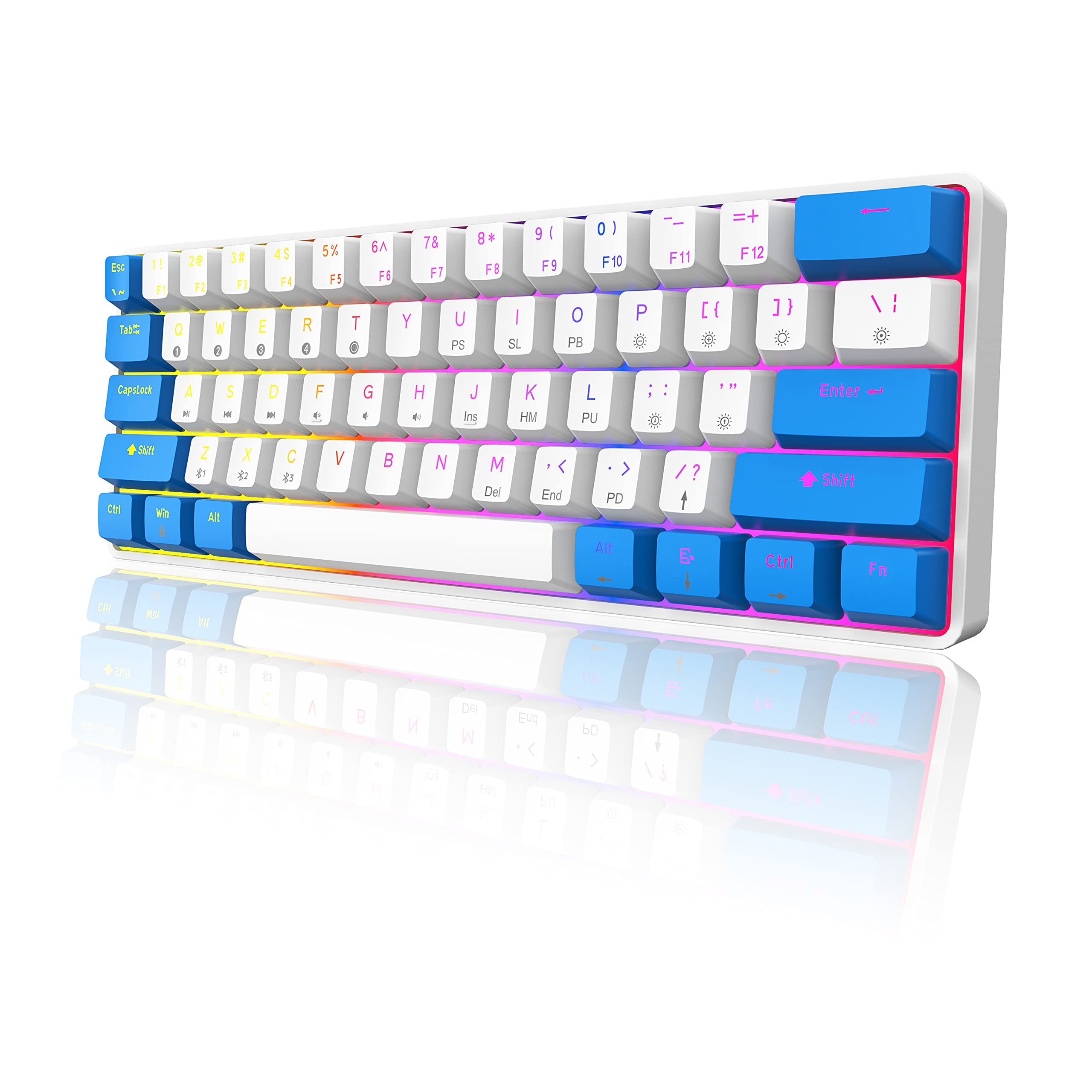 TMKB GK61 60% Wireless Keyboard Hot Swap Dual-Mode RGB Blacklit Audible Click Sound Mini Compact 61 Keys Mechanical Keyboard for PC/Mac Gamer Full-Key Programmable (Gateron Optical Brown Switch)