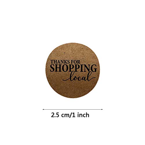 WANGFUFU 500pcs Kraft Paper Thanks for Shopping Local Stickers Round Seal Label Scrapbook - for Sealing, Decoration