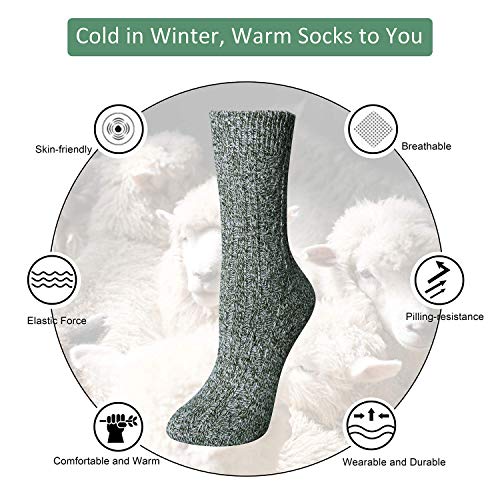 YSense 5 Pairs Womens Wool Socks Thick Knit Warm Winter Socks Cozy Comfy Socks Gifts