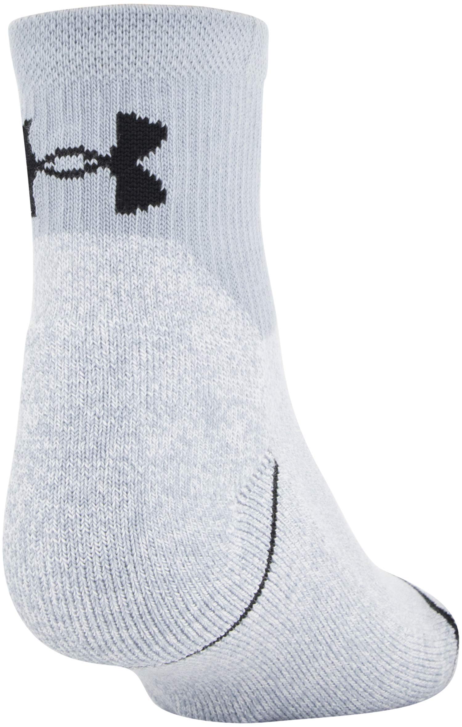 Under Armour Youth Phenom Quarter Socks, 3-Pairs , Mod Gray Assorted , Small