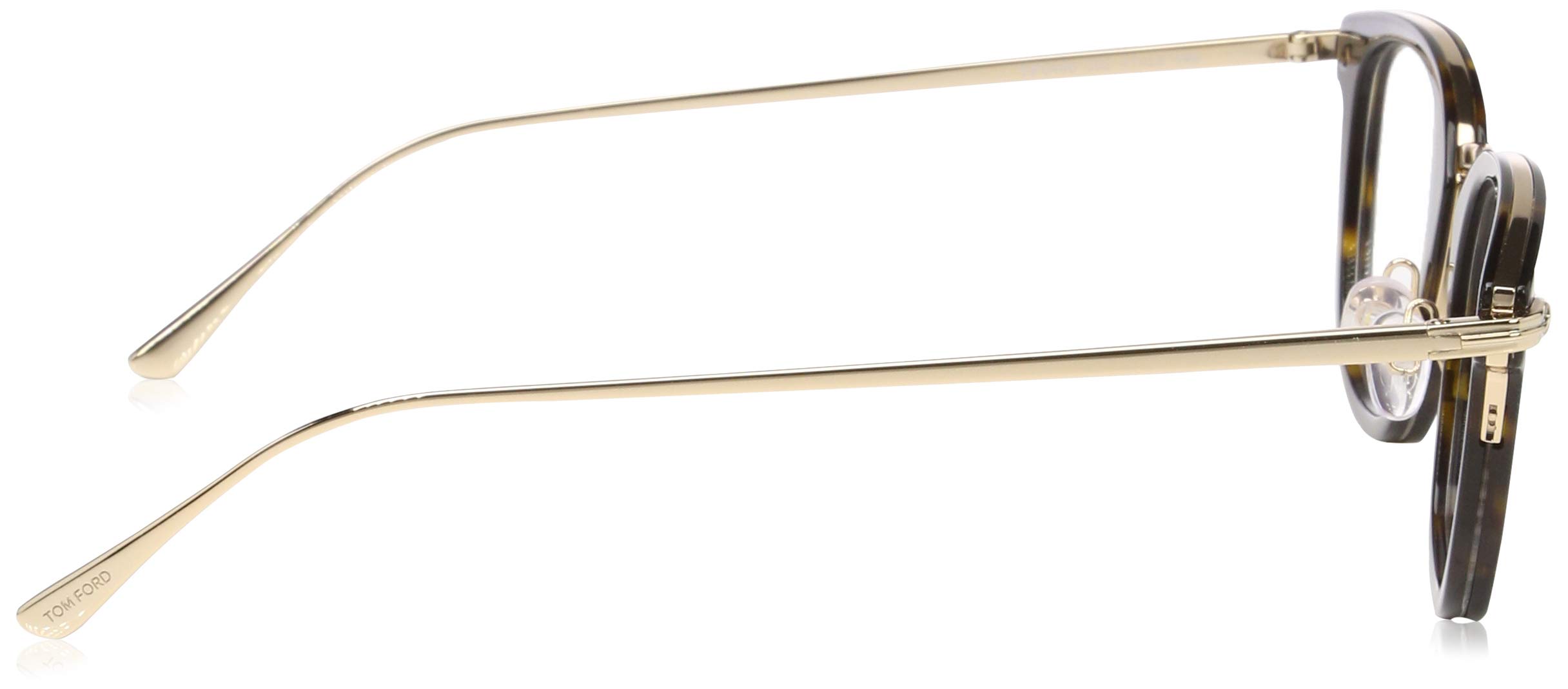 Tom Ford FT5496 Square Eyeglasses Acetate/Metal TF5496 (052 Gold/Dark Havana, 47)