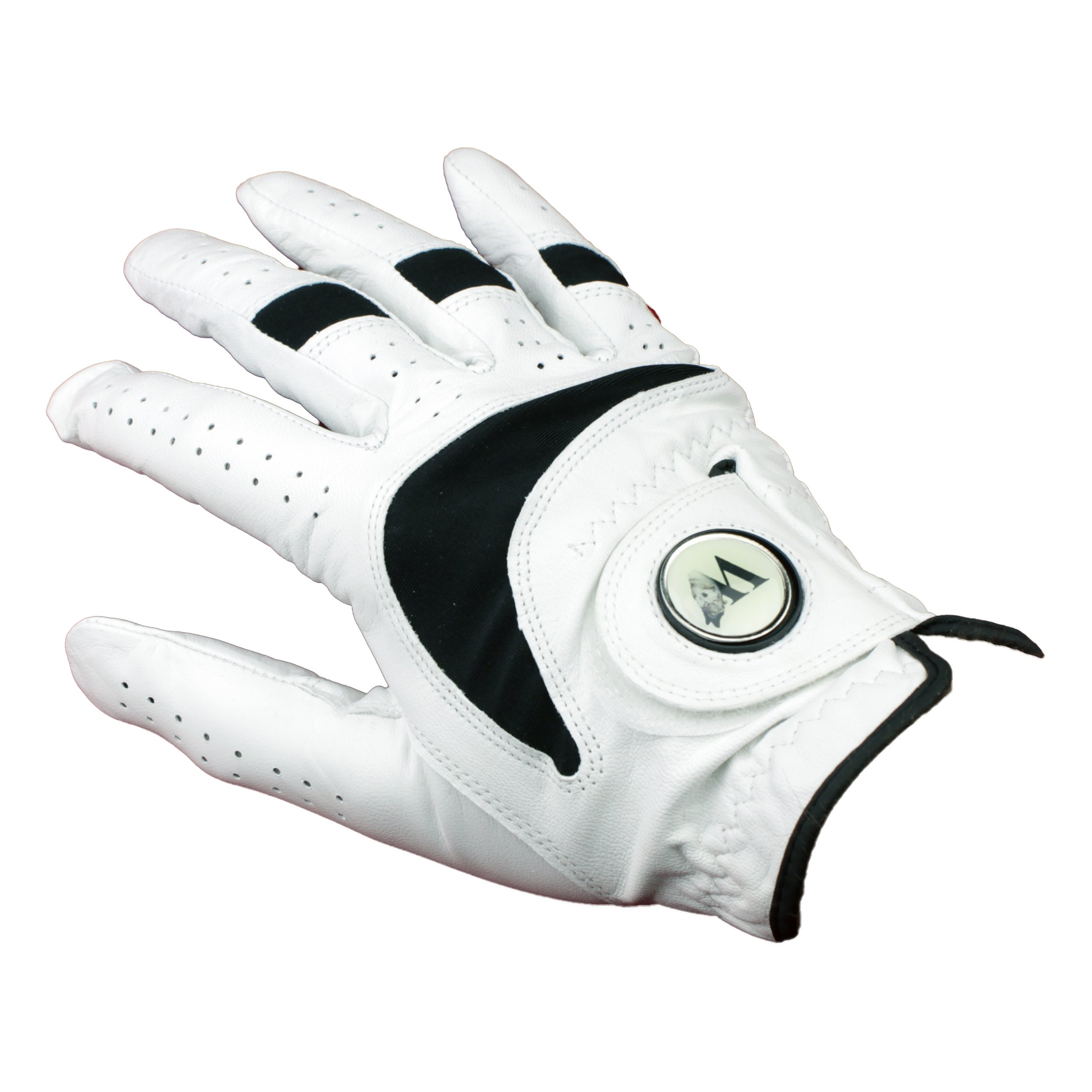 TrueGrip Golf Glove with Magnetic Ball Marker White Leather Mens Worn on Right Hand Large
