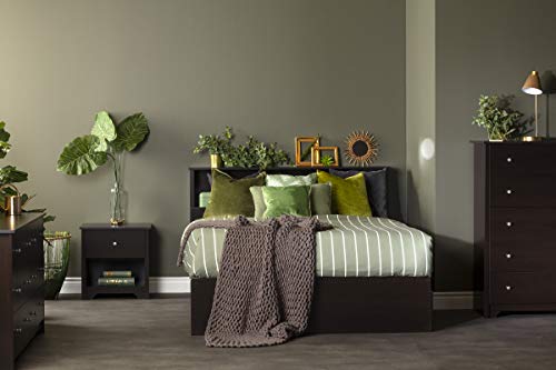 South Shore Vito Bookcase Headboard, Queen, Chocolate