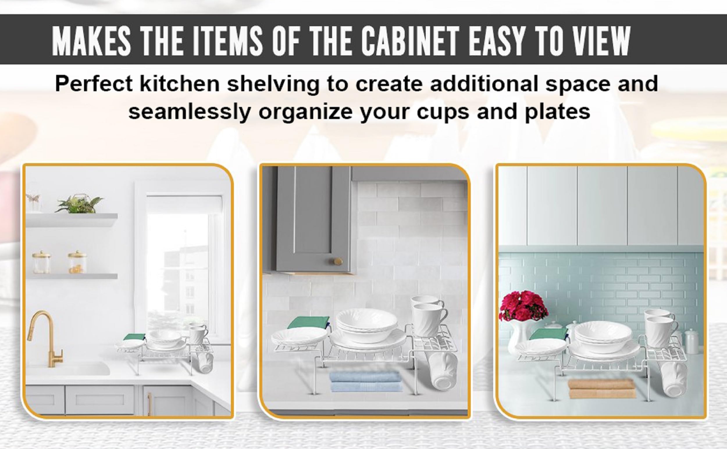 Ybm Home Wire Kitchen Counter and Cabinet Helper Shelf, Shelf Storage Organizer White 2214 (1)