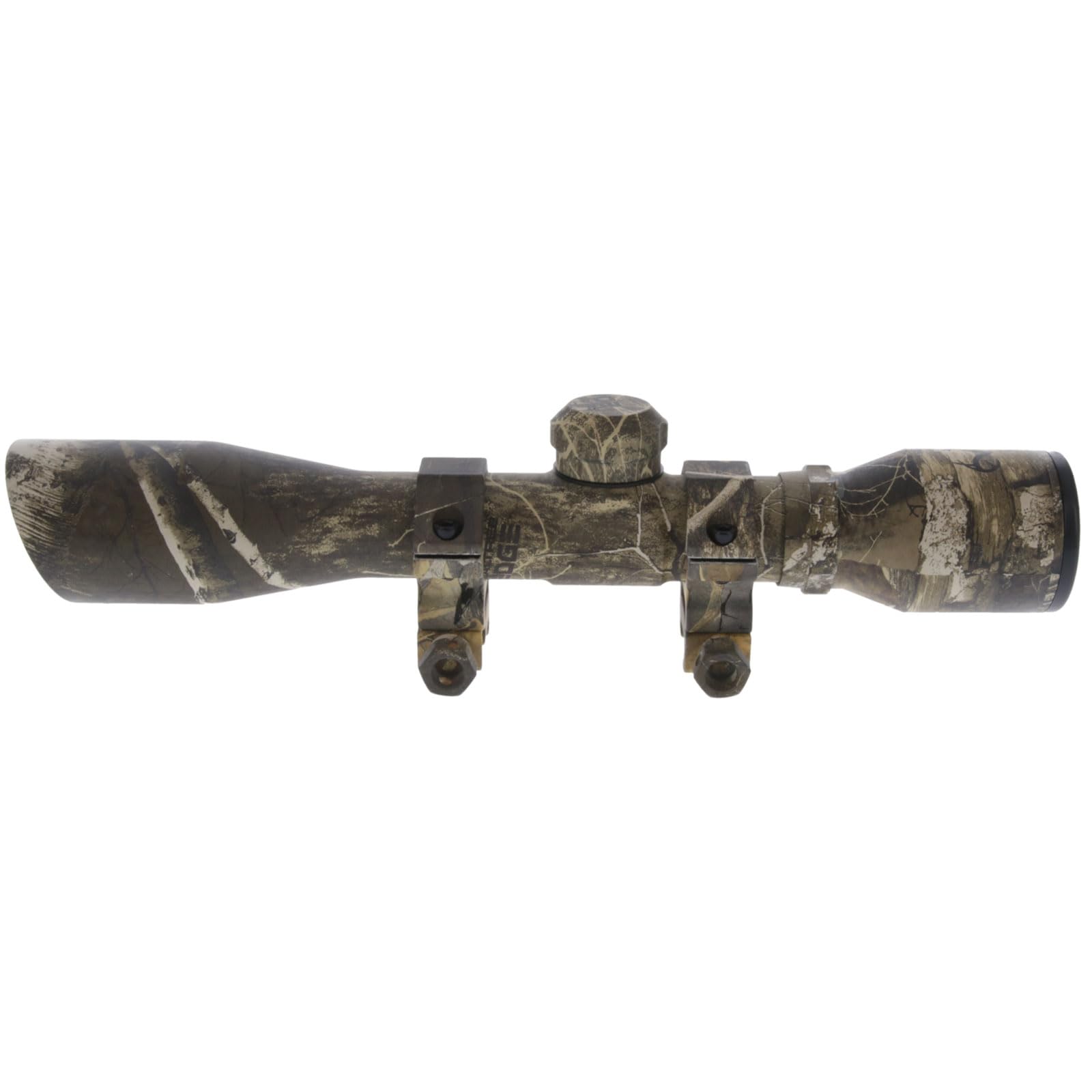 TruGlo 4 x 32 Inch Compact Illuminated Fully-Coated Aluminum Shotgun Hunting Scope with Weaver-Style Rings and Diamond Ballistic Reticle, Camouflage