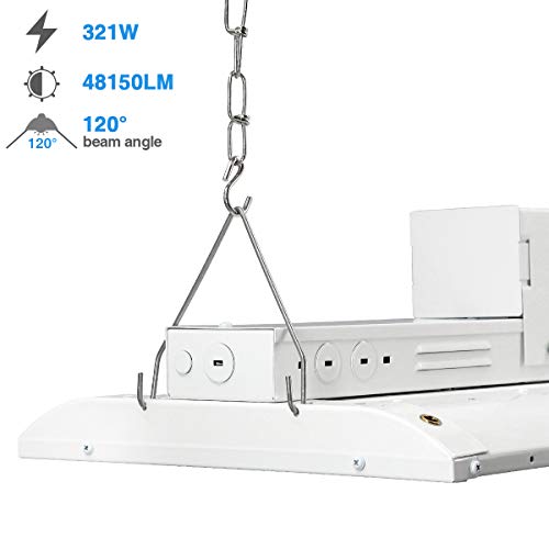 ZJOJO Linear LED High Bay Light 4FT, 321W 45000lm 0-10V dimmable 5000K Daylight [800-1000W Fluorescent Equiv.] Motion Sensor Optional, Indoor Commercial Warehouse Area Light for 321W 1pack