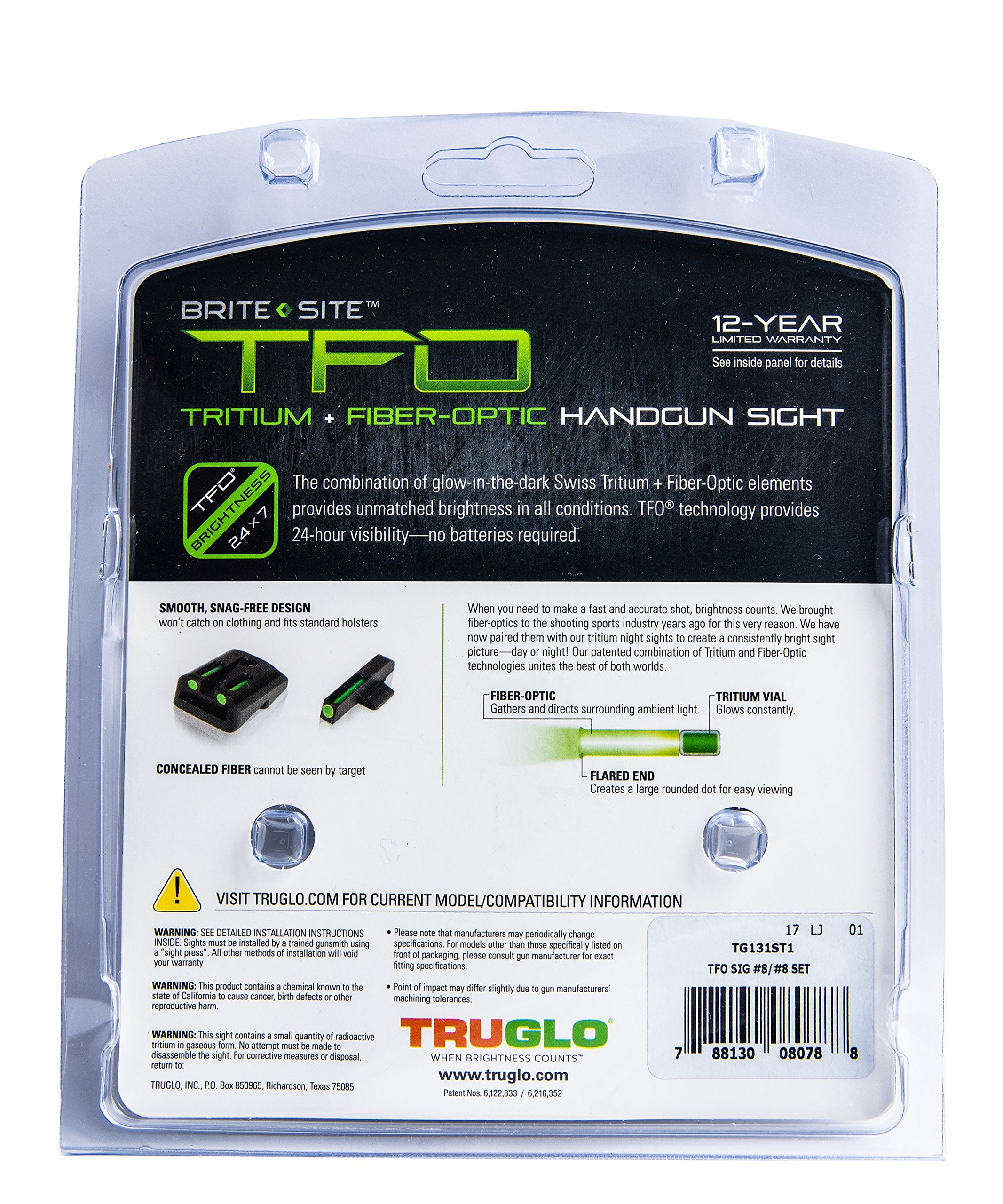TRUGLO Brite-Site TFO Green Sig #8 Handgun Sights (TG131ST1)