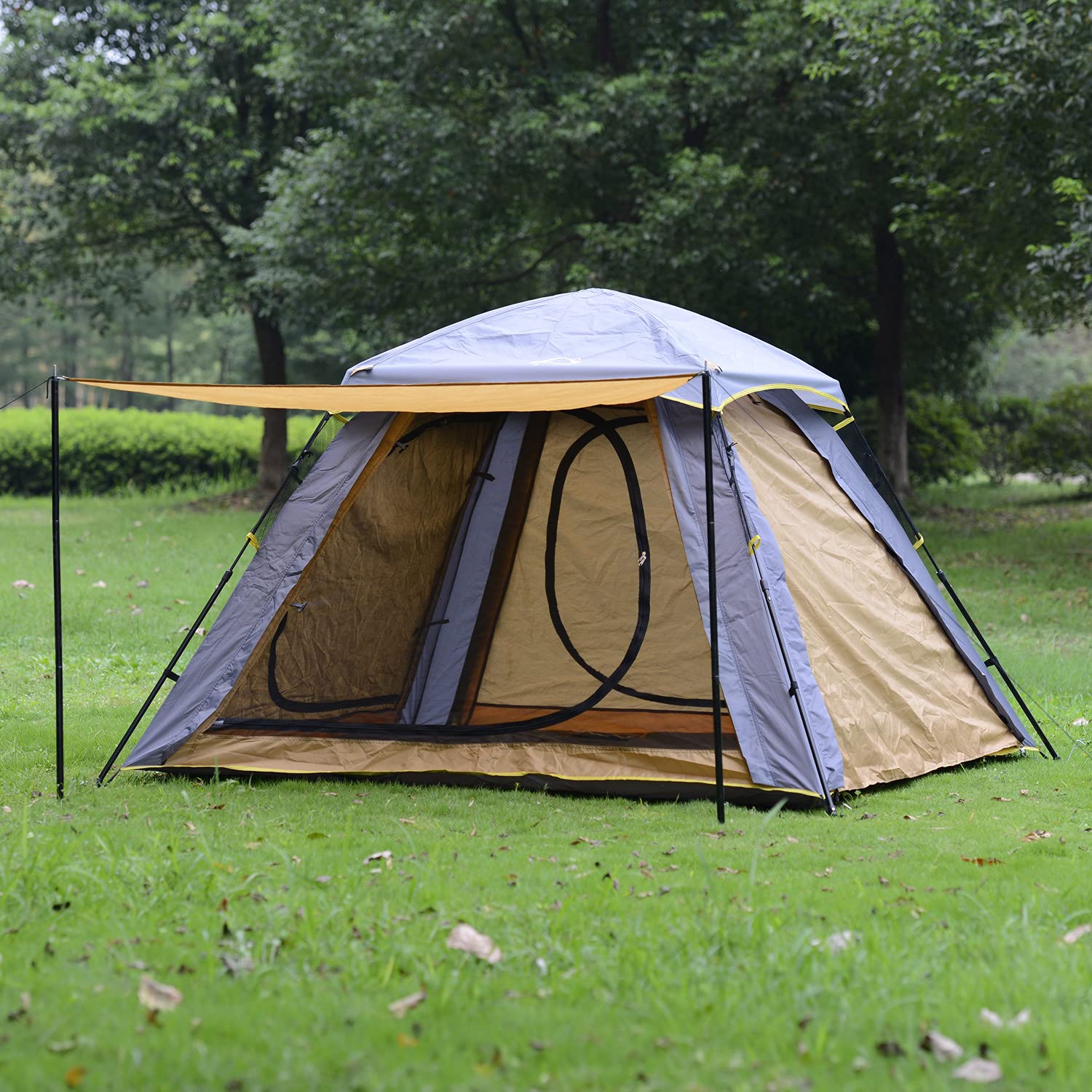 Wind Tour 2-3 Persons Instant Automatic Family Camping Tent Quick Set up Tent for Beach, Traveling, Hiking, Mountaineering, Outdoor Activities (Blue+Yellow)