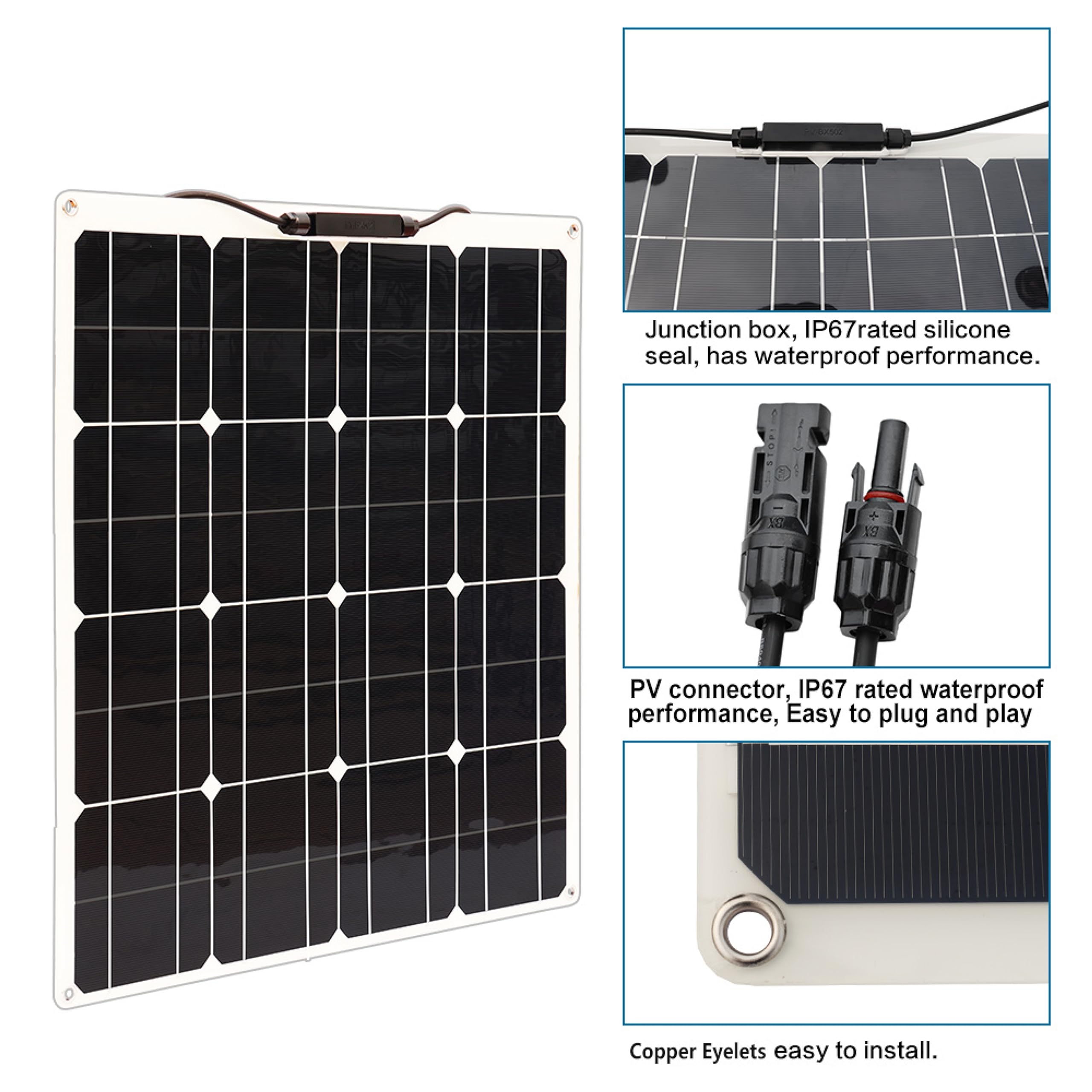Socentralar 50W Flexible solar panels 16V Monocrystalline solar panelsSuitable for touring caravans, roofs, boats