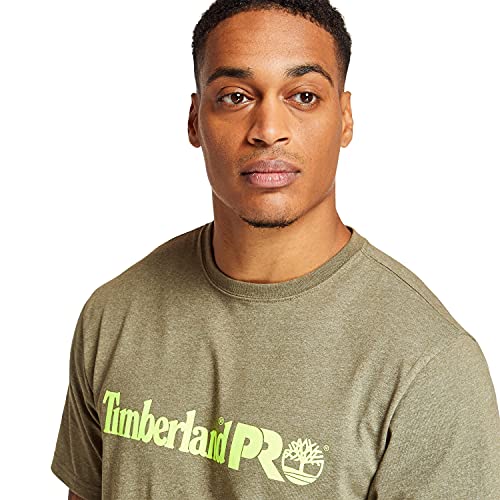 Timberland PRO Men's Base Plate Short Sleeve T-Shirt with Chest Logo, Burnt Olive Heather, L