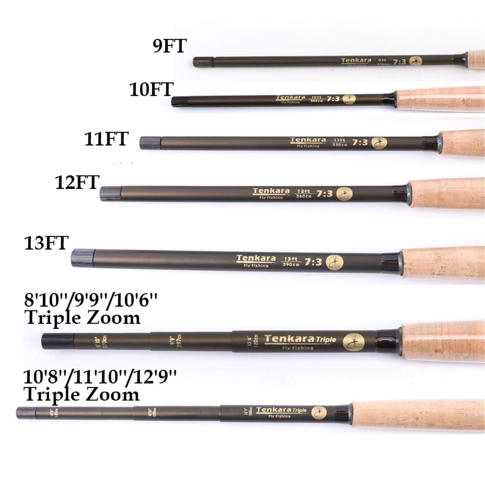 Unifishing Tenkara Fly Rod 9/10/11/12/13FT 7:3 Action Telescoping Rod (V-tenkara, Triple 8'10''/9'9''/10'6'')