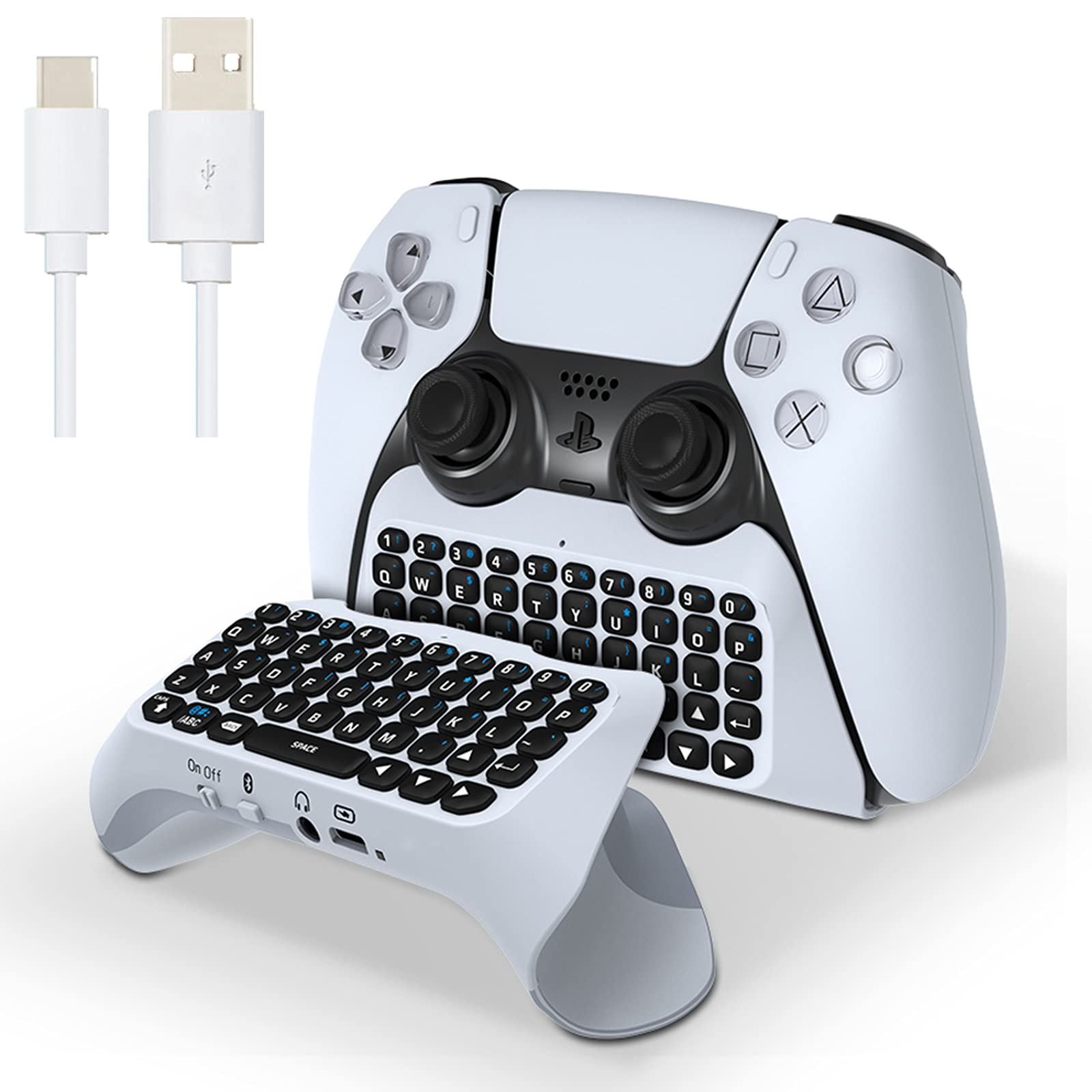 Wireless Keyboard for PS5 Controller, arVin Rechargeable Bluetooth Keypad Gamepad Online Gaming Live Chat Message Chatpad Keyboard with Built-in Speaker & 3.5MM Audio Jack for Playstation 5 Dualsense