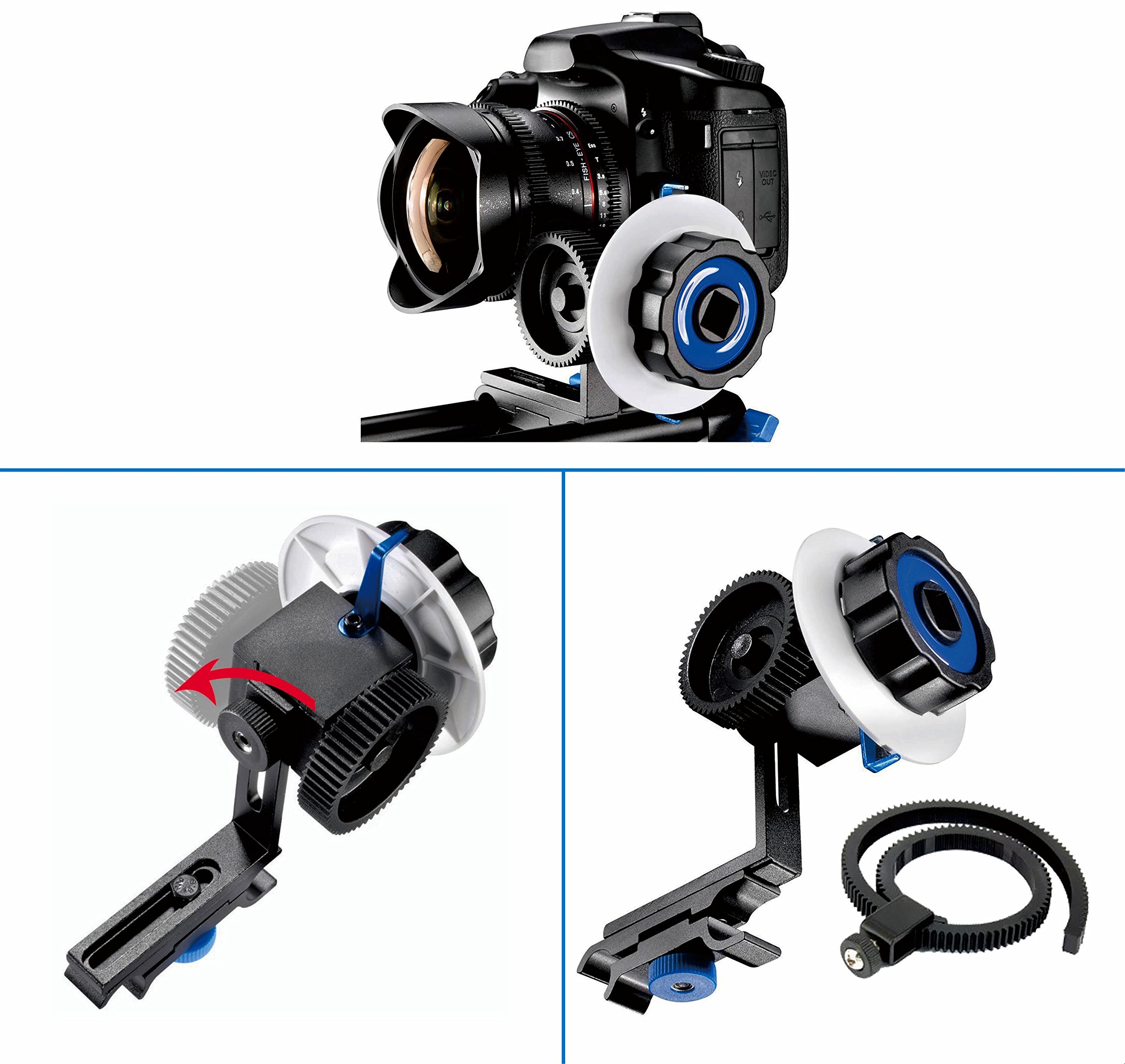 SunSmart Pro DSLR Rig Video Camera Shoulder Mount Kit Including DSLR Rig Shoulder Support, Follow Focus F0, Matte Box M1, Adjustable Platform, Top Handle and C-Shape Support Cage