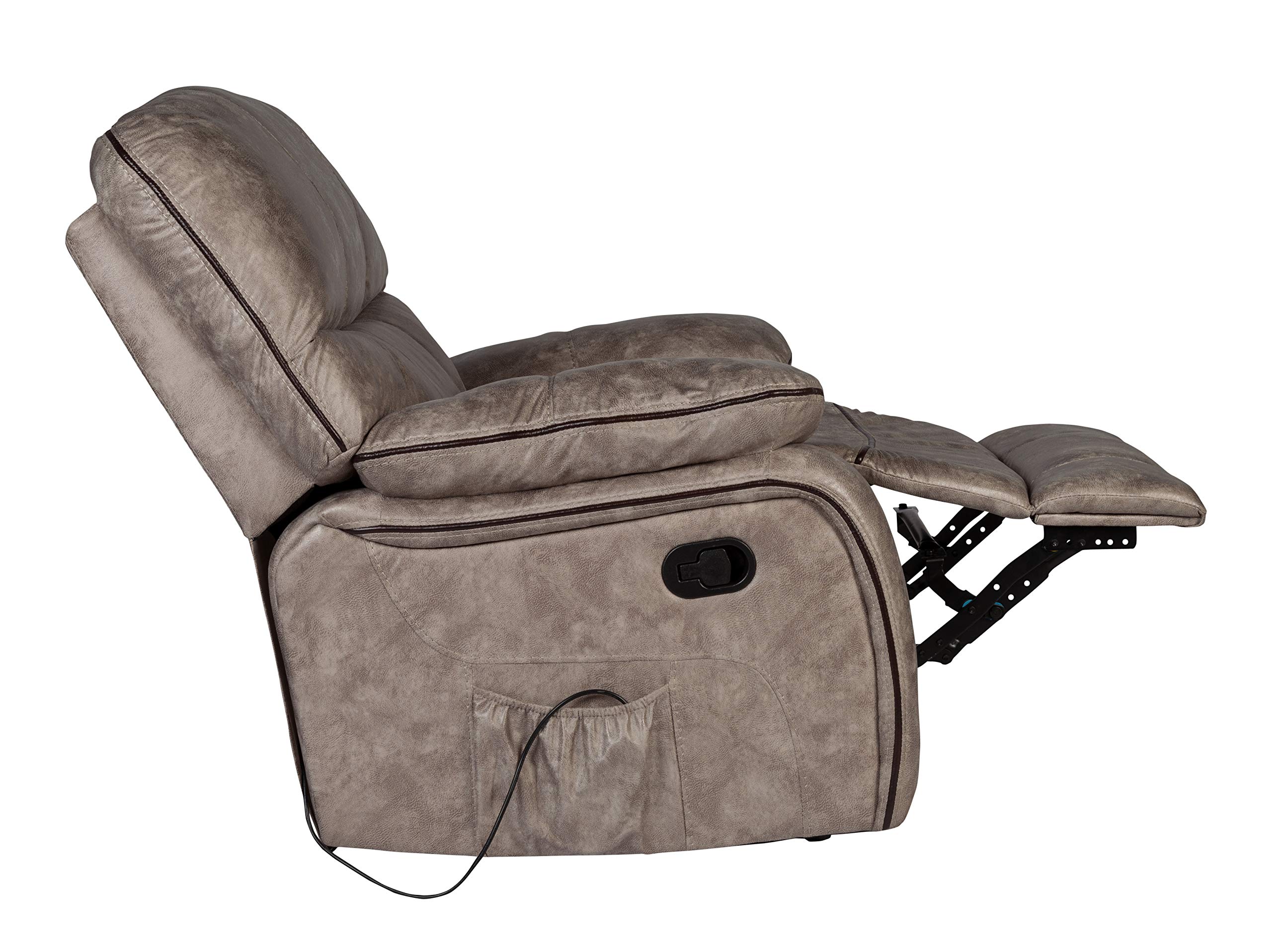 Relaxzen Wesson Rocker Recliner with Massage and Heat, Gray