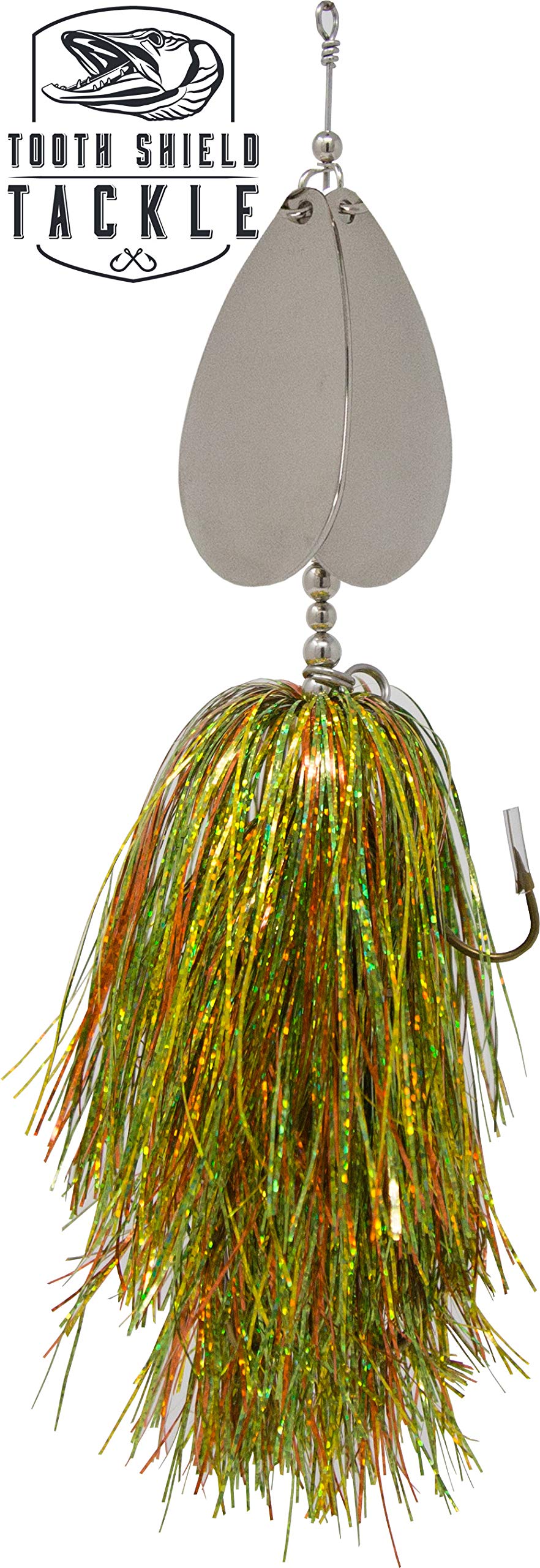 Tooth Shield Tackle Musky Bucktail (Firetiger / Smooth) Muskie Pike Double 10 Inline Spinner Musky Lures Baits Tackle
