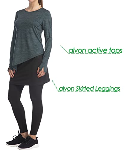 Women Running Shirts Yoga Top Long Sleeve Workout Tee with Thumb Holes Quick Dry Sweatshirt Activewear Tops Side Slit Black M