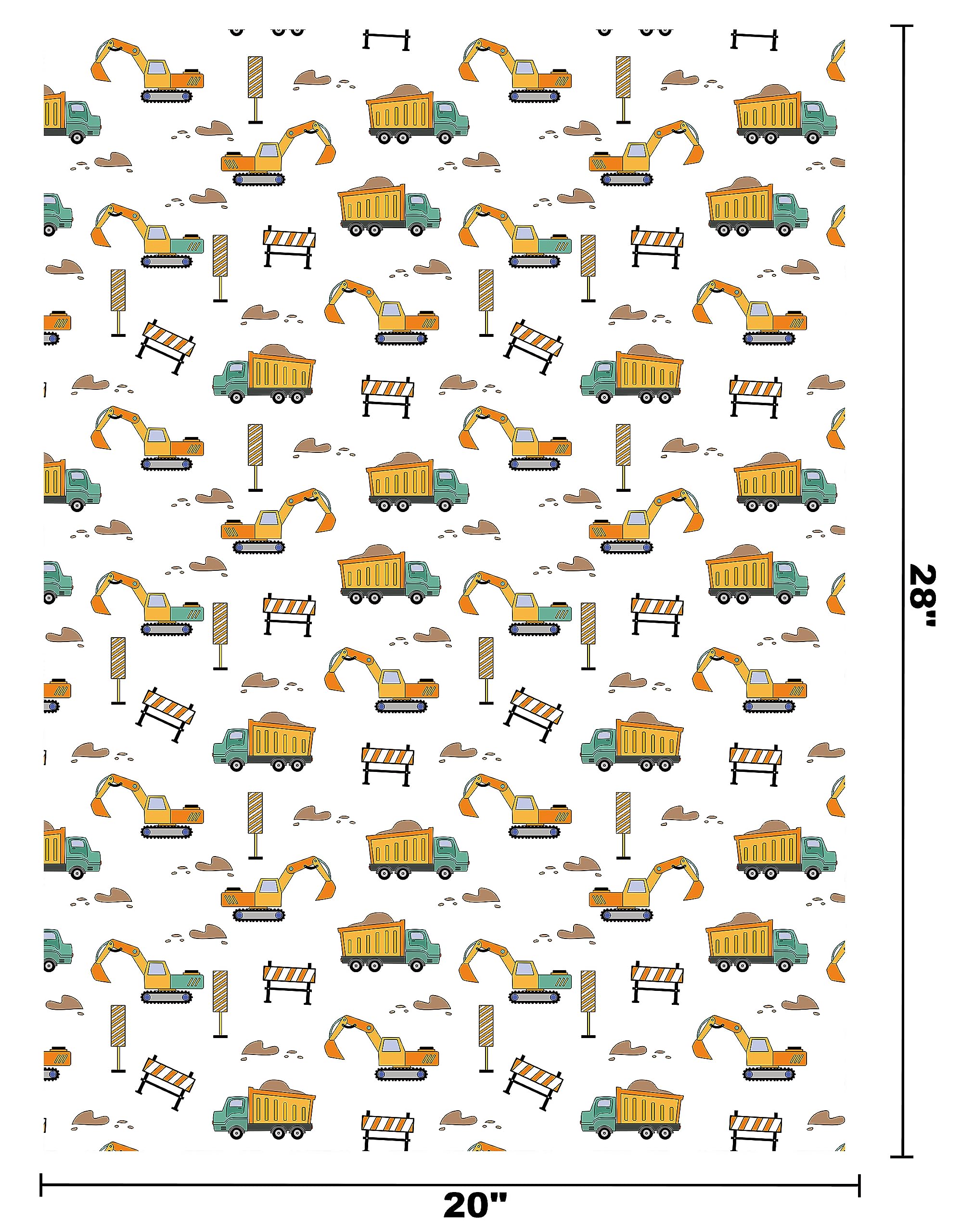 Titiweet Construction Wrapping Paper - Truck Wrapping Paper for Boys, Kids, 12 Sheets Tractor & Trucks Wrapping Paper for Birthday Holiday, 20 x 28 Inches Per Sheet(Construction(12 sheets))