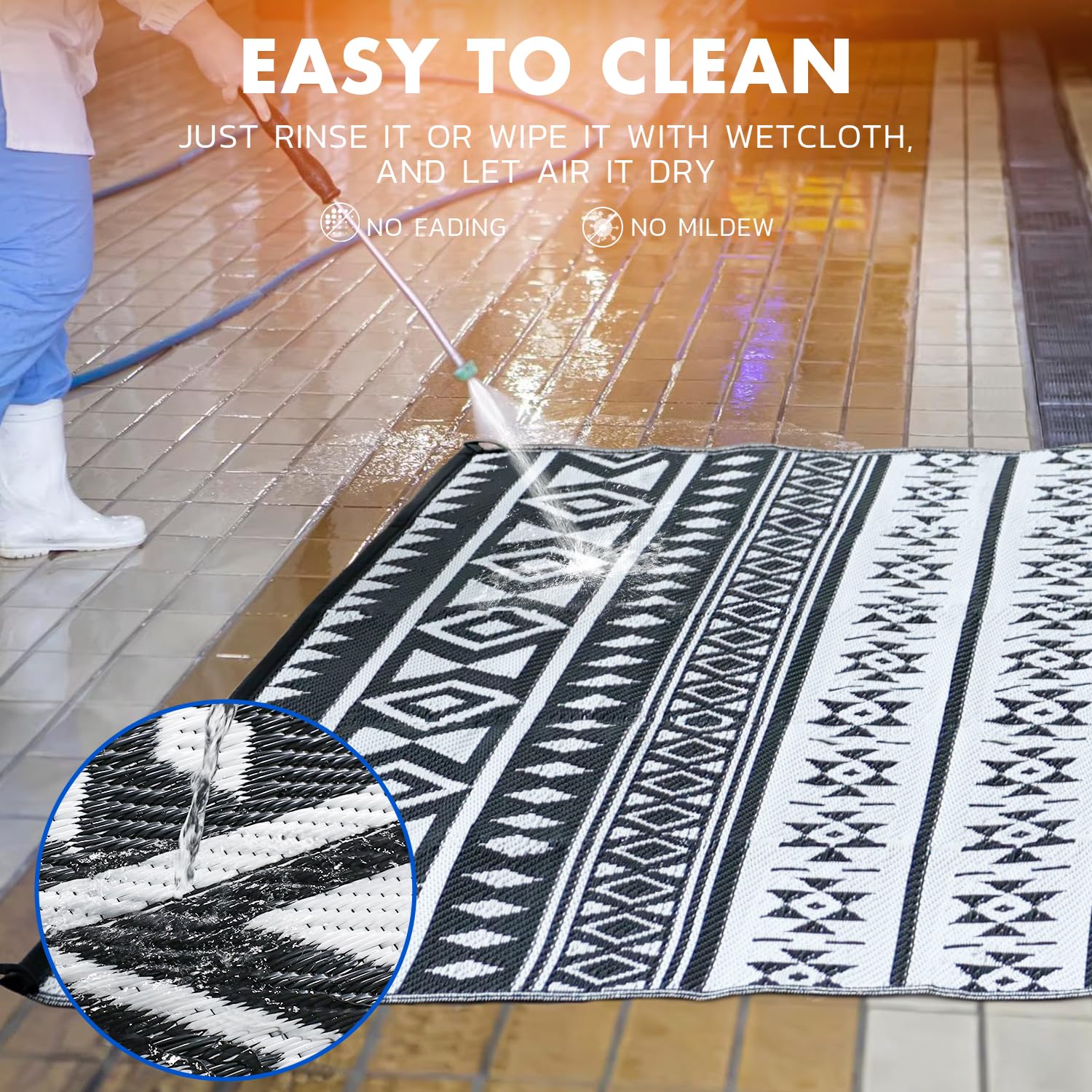 VITUU Outdoor Plastic Straw Rug Outdoor Rug 5x8 Waterproof Boho Outdoor Carpet Patio Rug for Camping,Backyard,Balcony,Rv,Beach,Deck,Picnic,Indoor