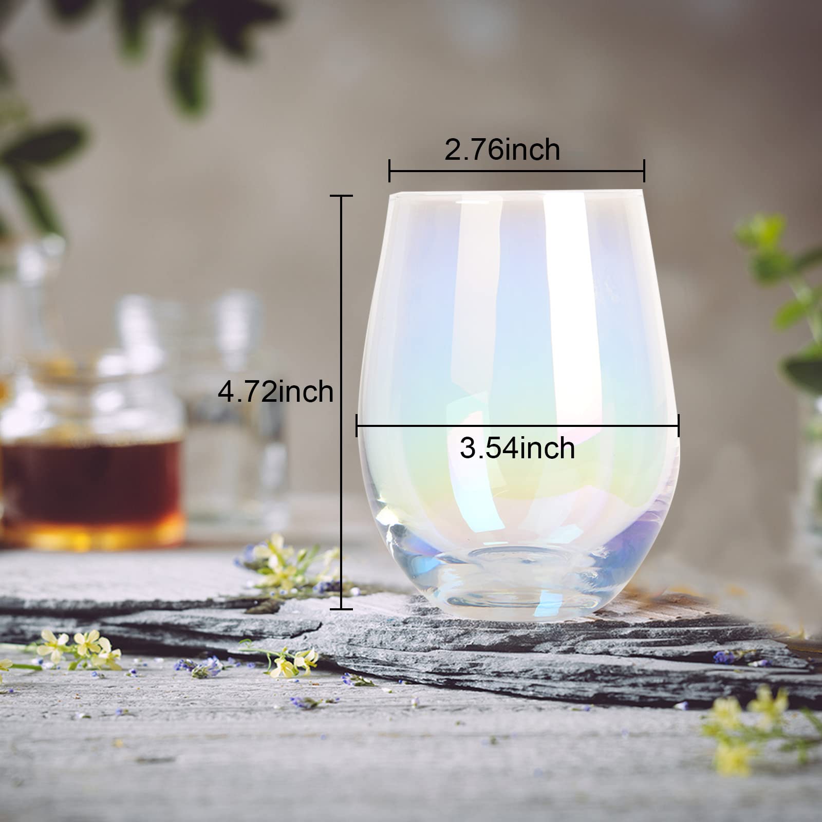 TOCO FREIDO Red & White Stemless Wine Glasses Set of 2 | Large Modern Wine Glass for Burgundy, Cabernet, Sauvignon, Bordeaux,Wine,Juice,Water Modern Drinking Tumbler Wine Glasses