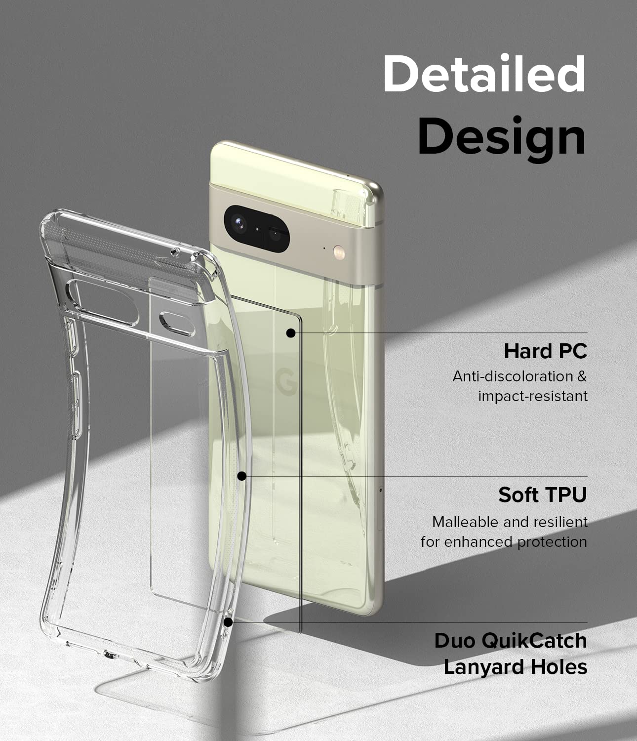Ringke Fusion [Precise Cutouts for Camera Lenses] Compatible with Google Pixel 7 Case, Shockproof Bumper Transparent Phone Cover for Women, Men - Clear