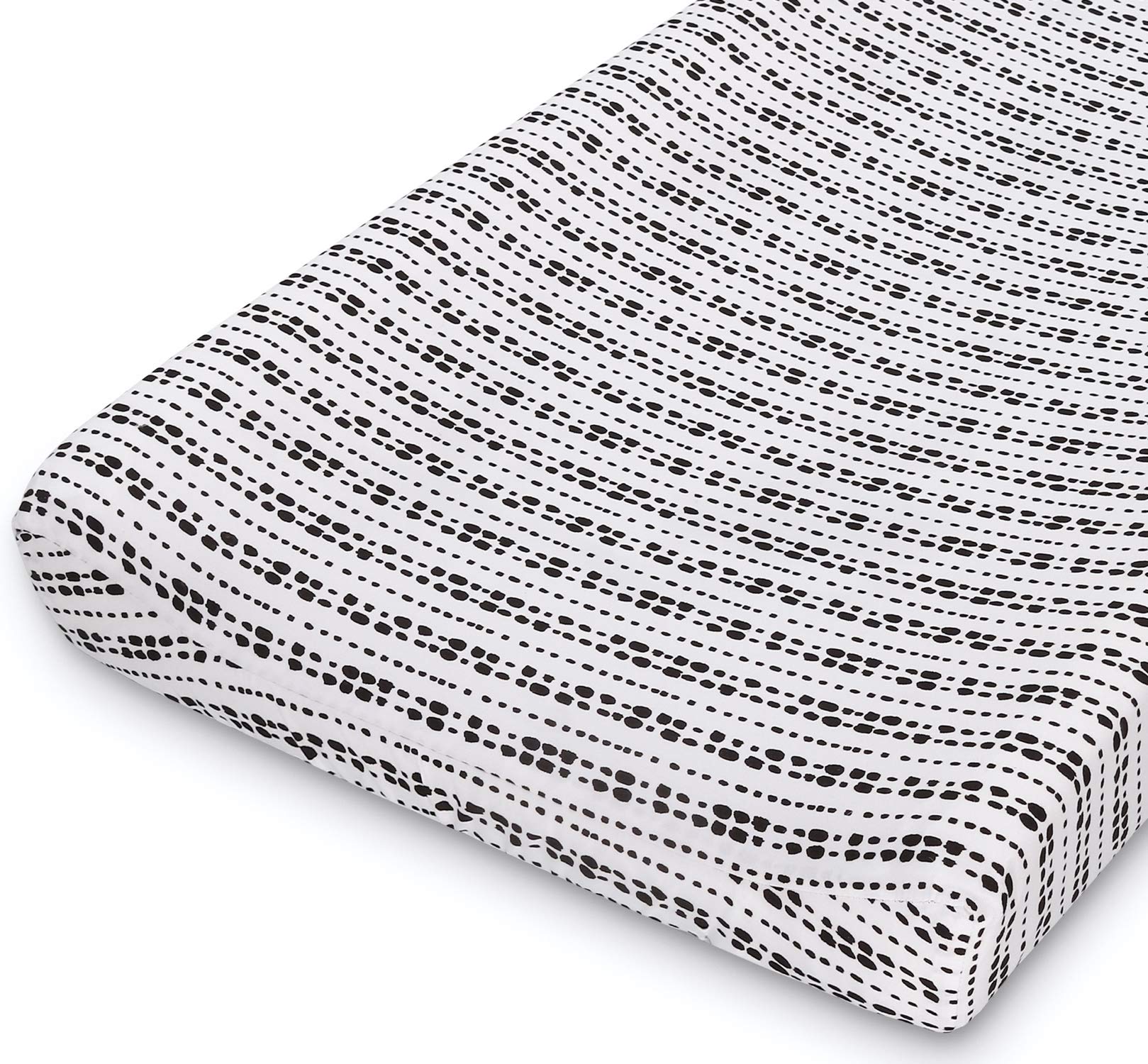 The Peanutshell Baby Changing Pad Covers for Boys or Girls | Black & White 2 Pack Set | Zoo Animals & Tribal Stripes
