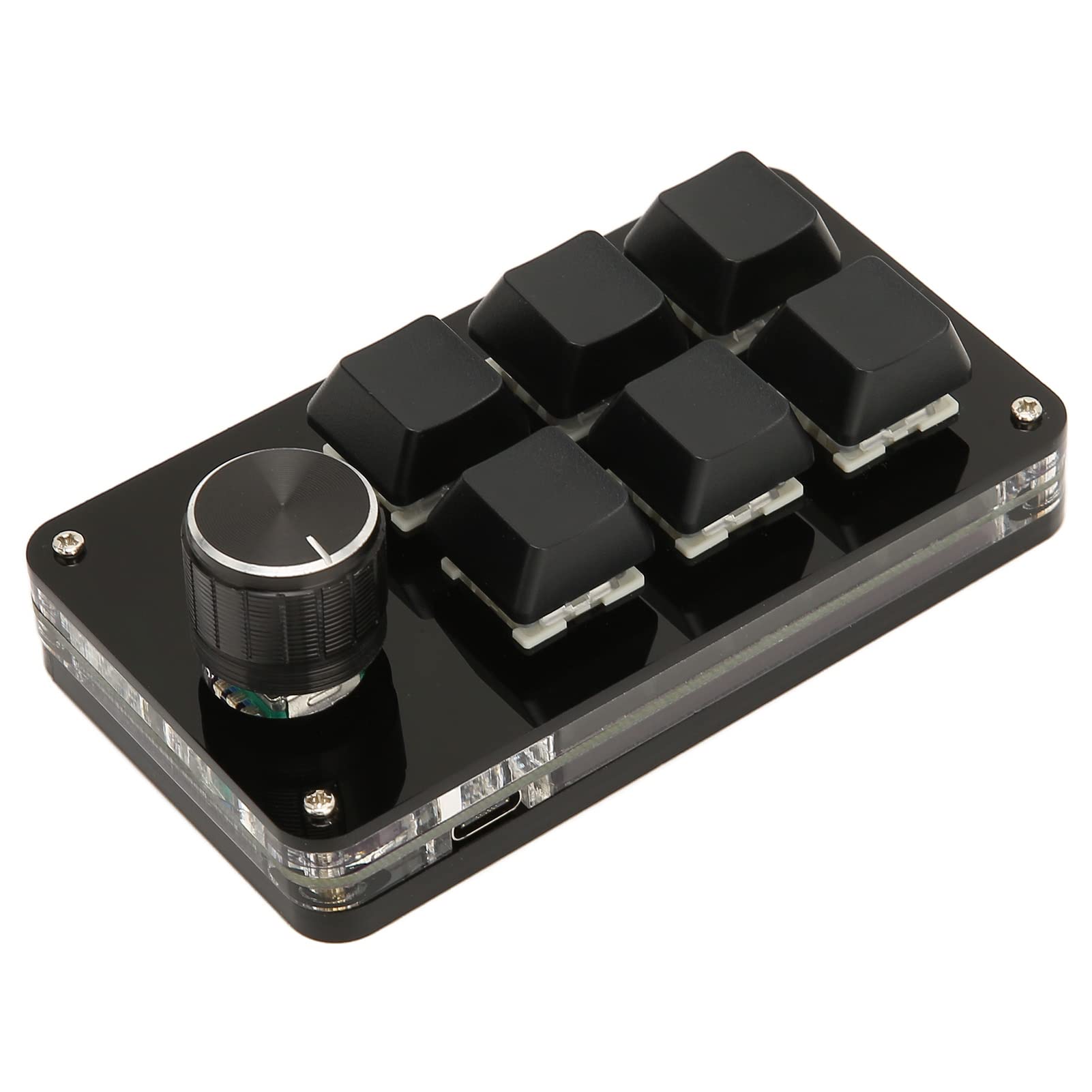 Yunseity Macro Mechanical Keyboard, 6 Keys Mini OSU Keyboard with Knob Design, Professional HID Programmable Macro Keypad for Gaming