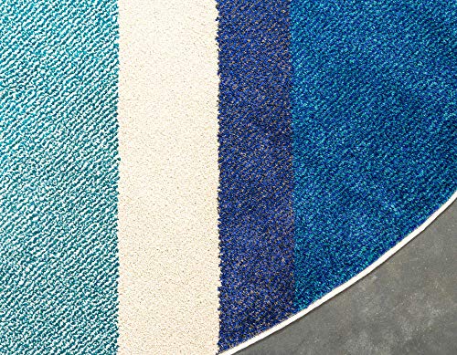 Unique Loom Estrella Collection Colorful, Modern, Graphs, Abstract Area Rug, 6' 0" x 6' 0", Beige/Blue