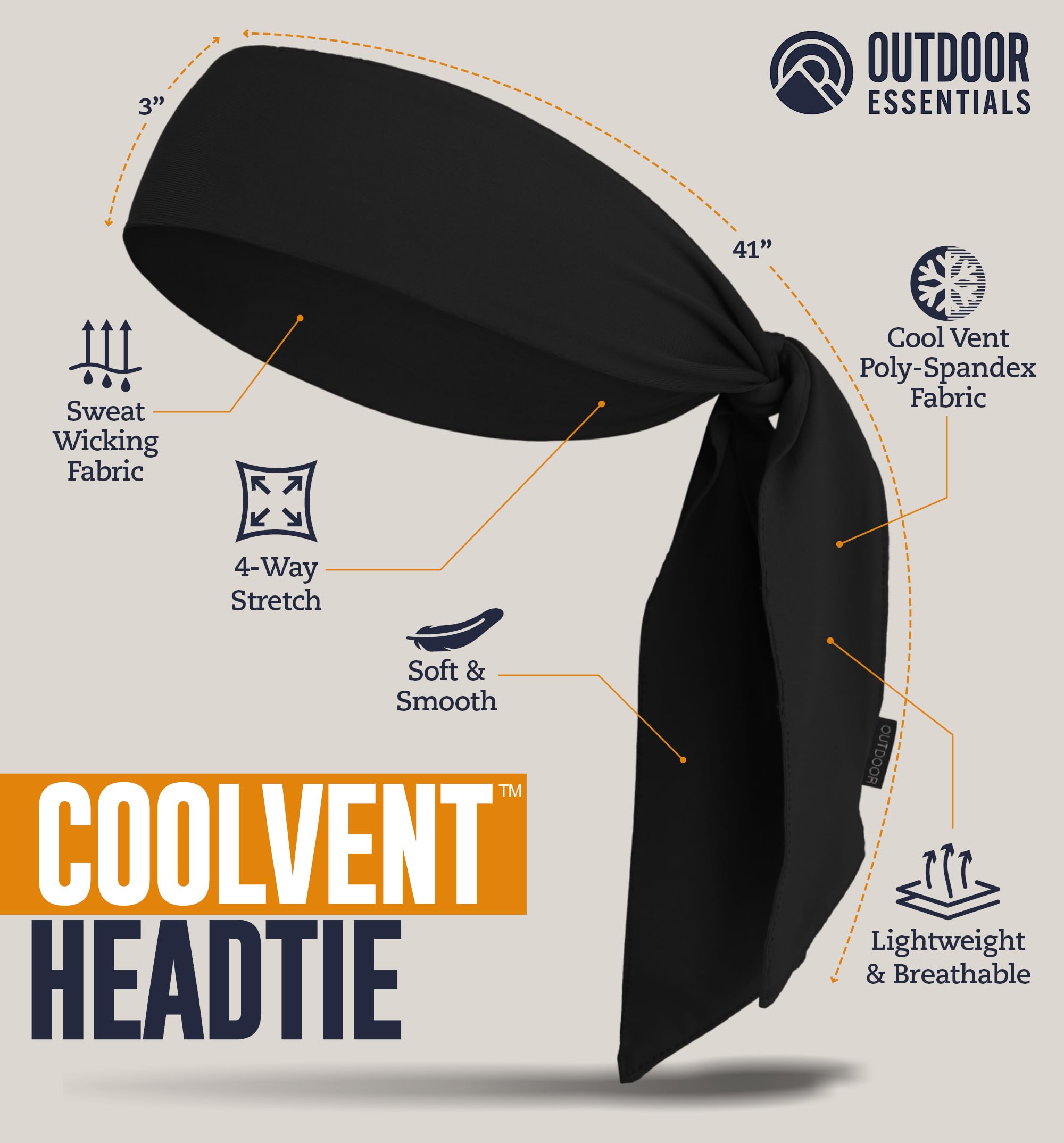 Tie Headband for Women & Men - Ninja Headbands, Head Tie for Running, Basketball, Football & Athletics,Cooling Headband