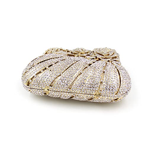 ZHUHW Metallic Hollow Out Crystal Floral Evening Clutch Bag Bridal Wedding Rhinestones Purse Handbag